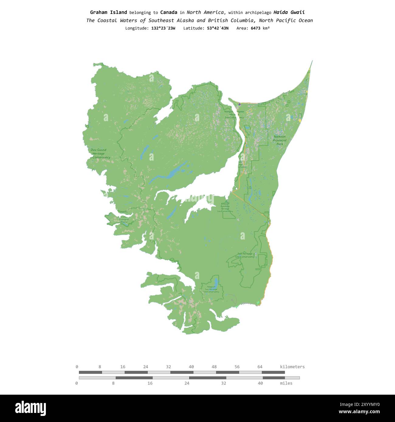 Graham Island in the North Pacific Ocean, belonging to Canada, isolated ...