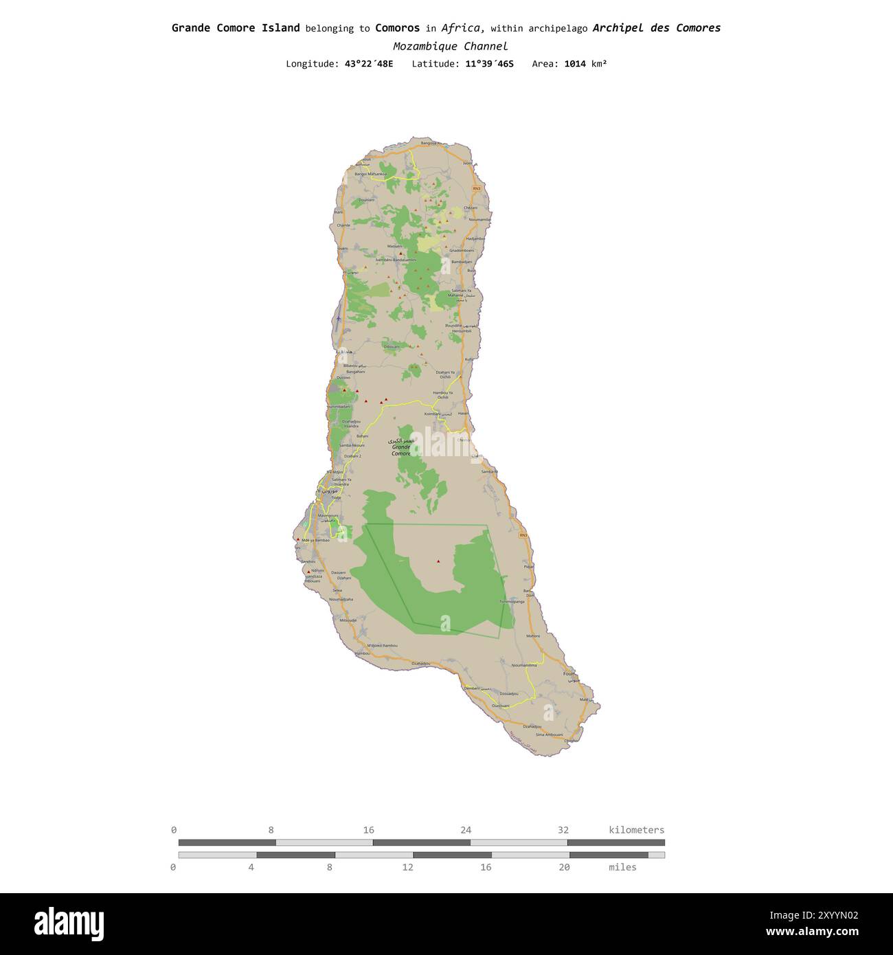 Grande Comore Island in the Mozambique Channel, belonging to Comoros ...