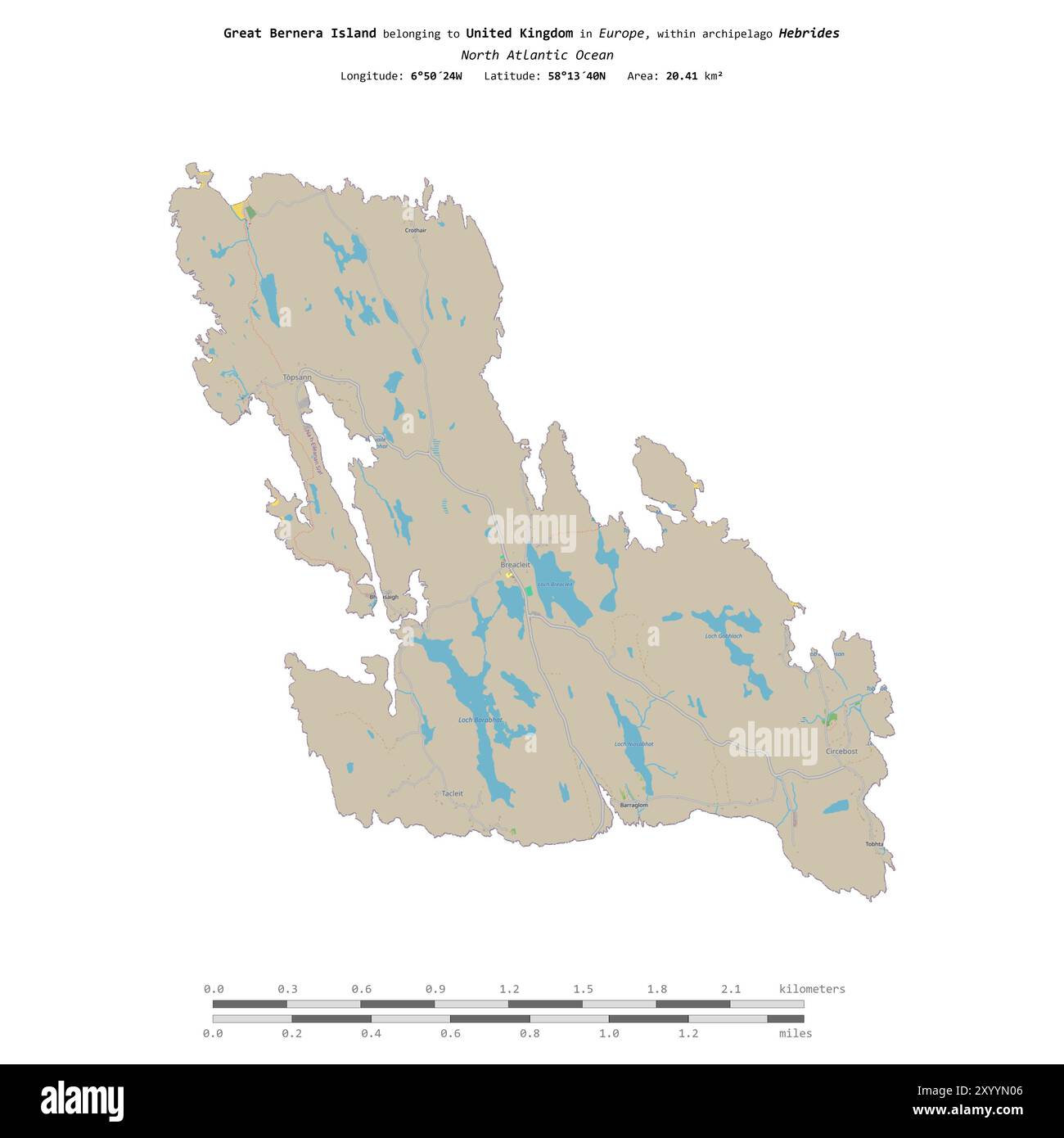 Great Bernera Island in the North Atlantic Ocean, belonging to United ...