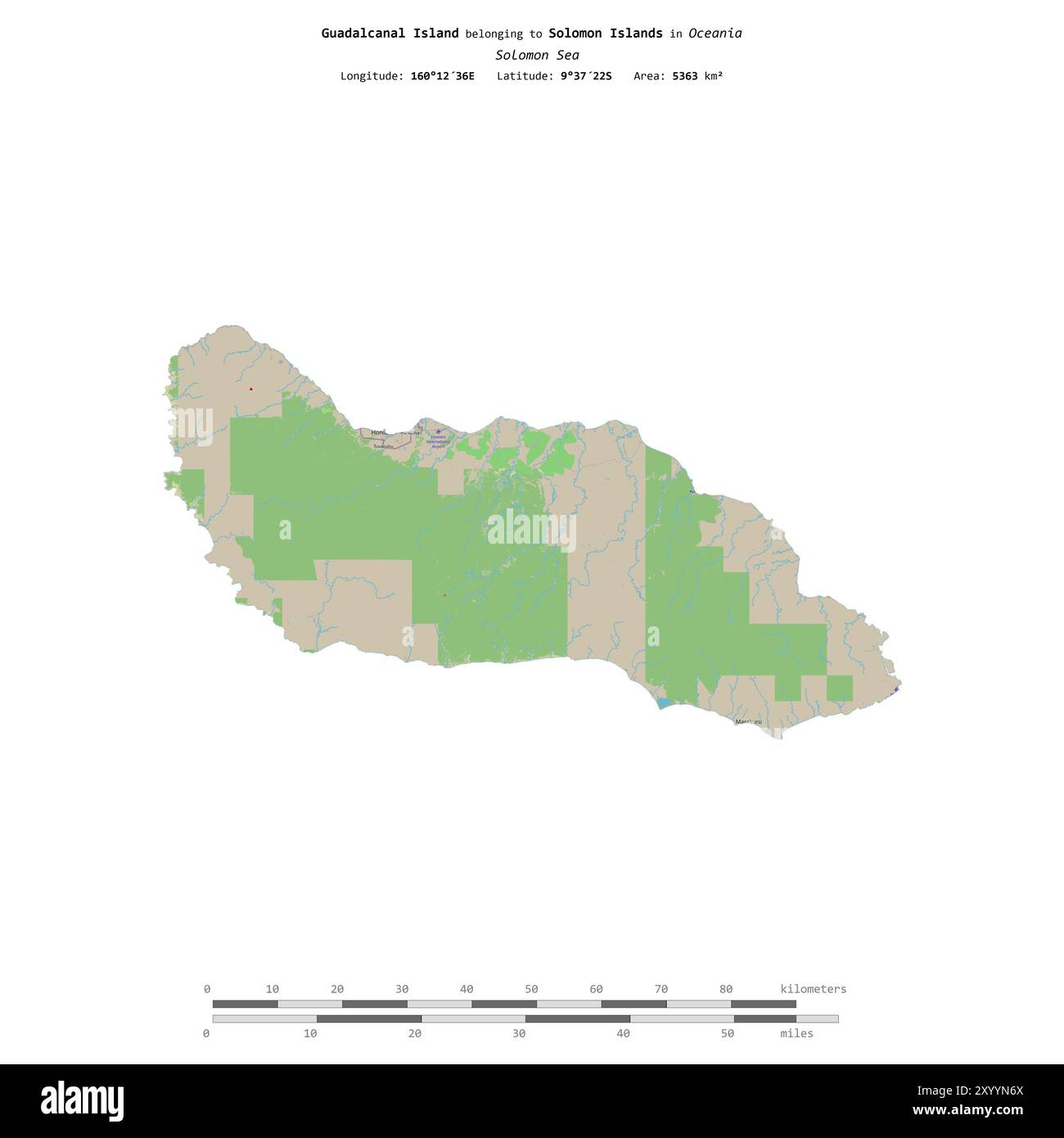Guadalcanal Island in the Solomon Sea, belonging to Solomon Islands ...