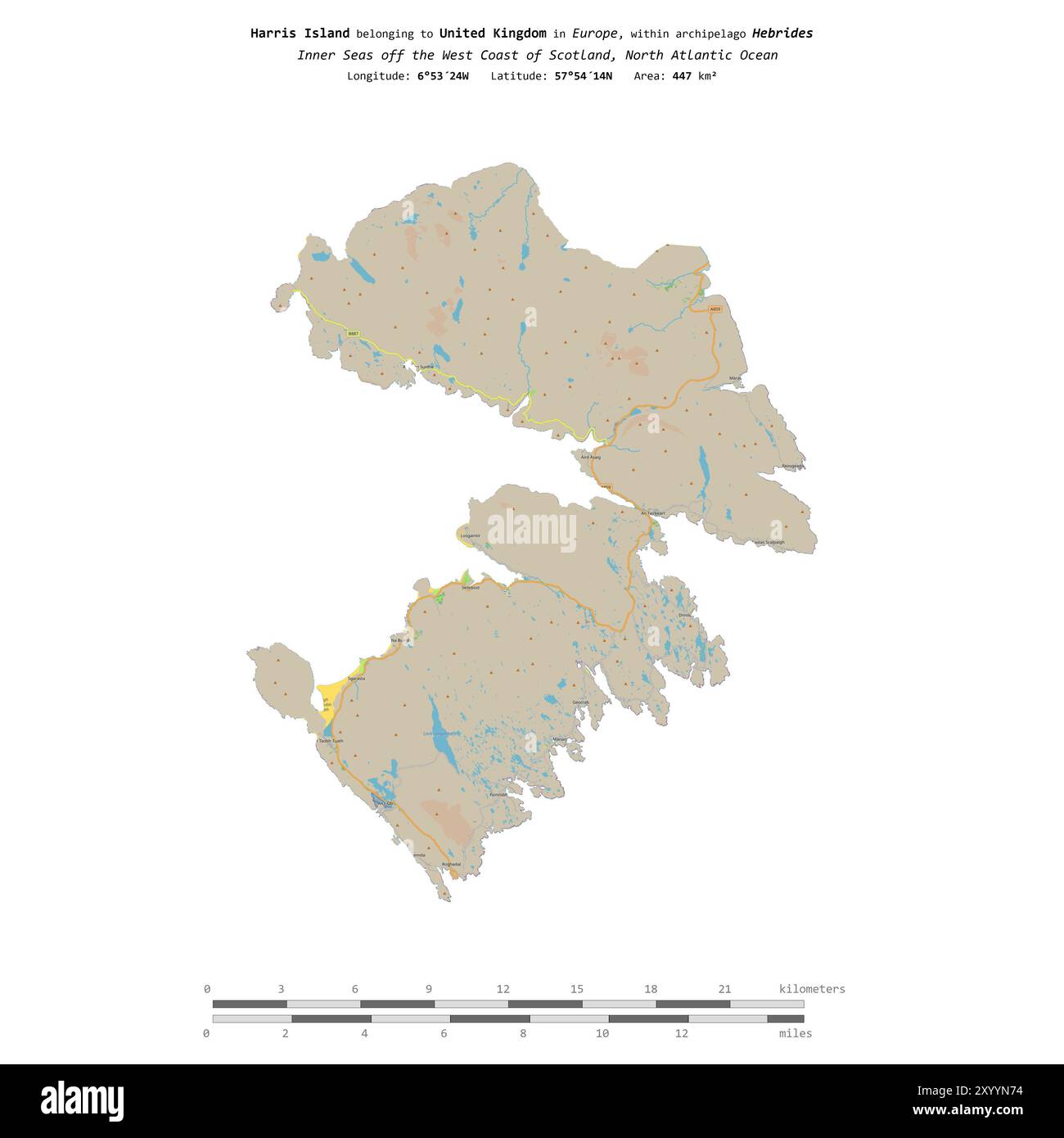 Harris Island in the North Atlantic Ocean, belonging to United Kingdom ...