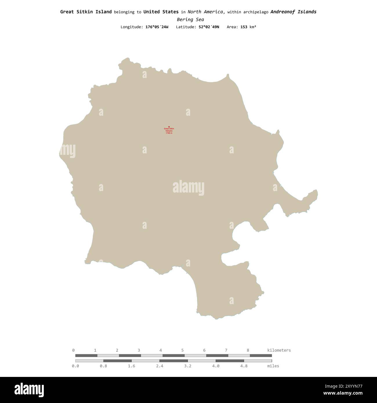 Great Sitkin Island in the Bering Sea, belonging to United States ...