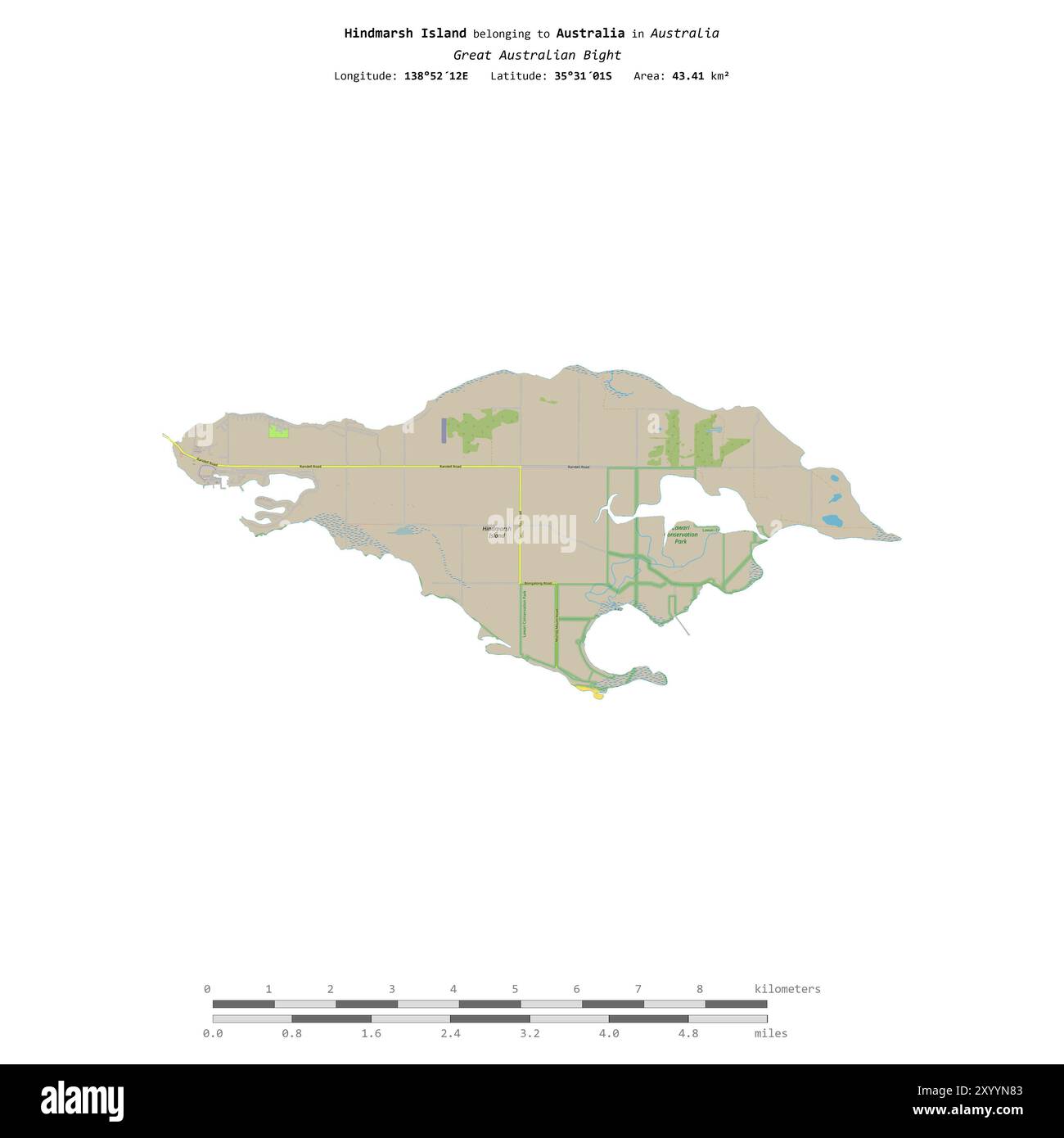 Hindmarsh Island in the Great Australian Bight, belonging to Australia ...