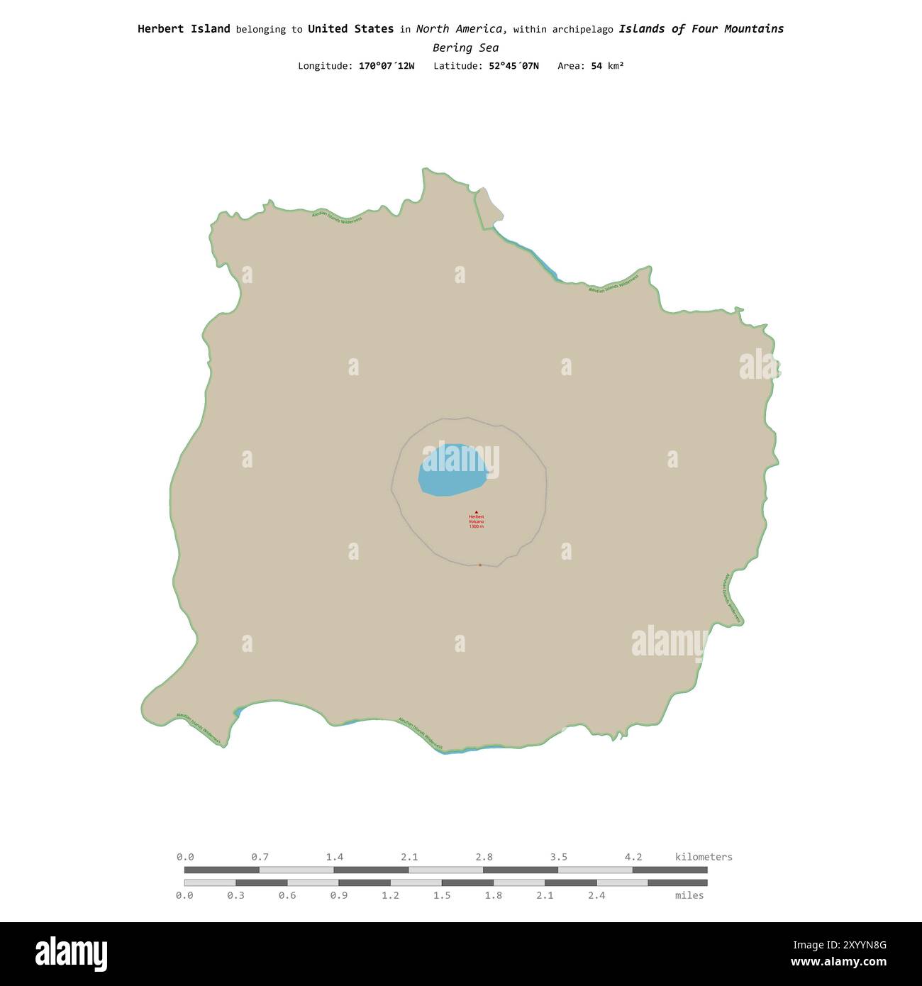 Herbert Island in the Bering Sea, belonging to United States, isolated ...