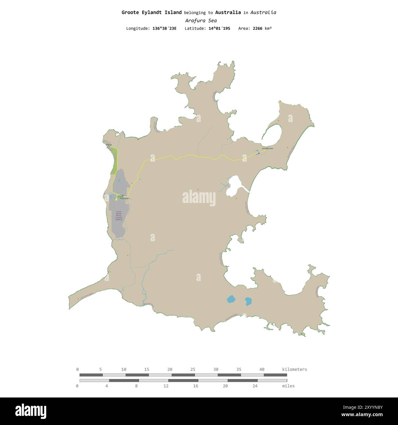 Groote Eylandt Island in the Arafura Sea, belonging to Australia ...