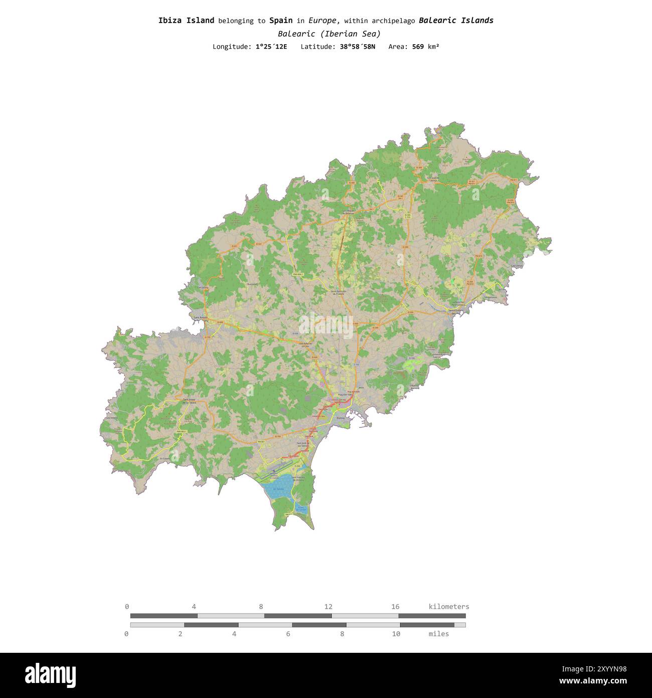 Ibiza Island in the Balearic (Iberian Sea), belonging to Spain ...