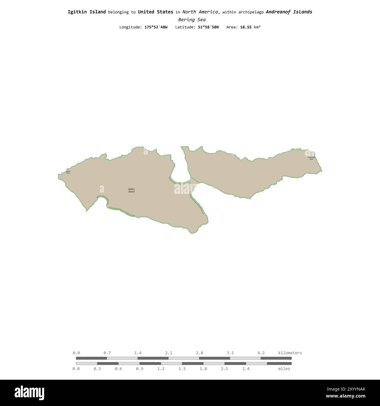 Igitkin Island in the Bering Sea, belonging to United States, isolated ...