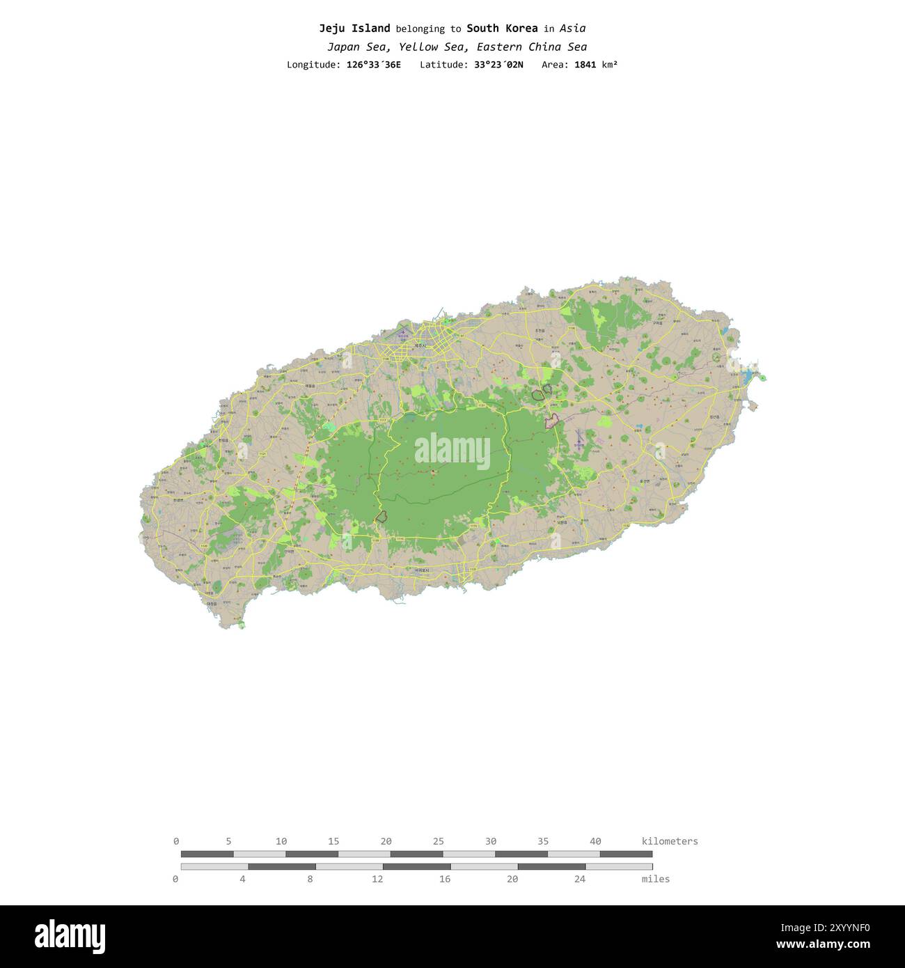Jeju Island in the Japan Sea, belonging to South Korea, isolated on a ...