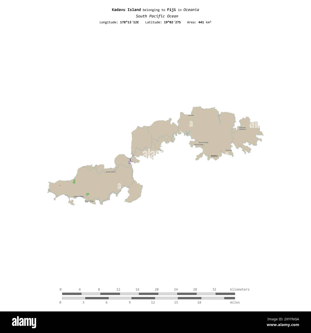 Kadavu Island in the South Pacific Ocean, belonging to Fiji, isolated ...