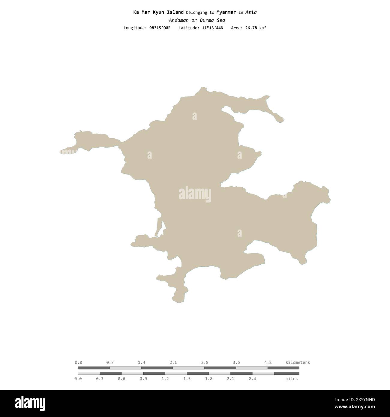 Ka Mar Kyun Island in the Andaman or Burma Sea, belonging to Myanmar ...