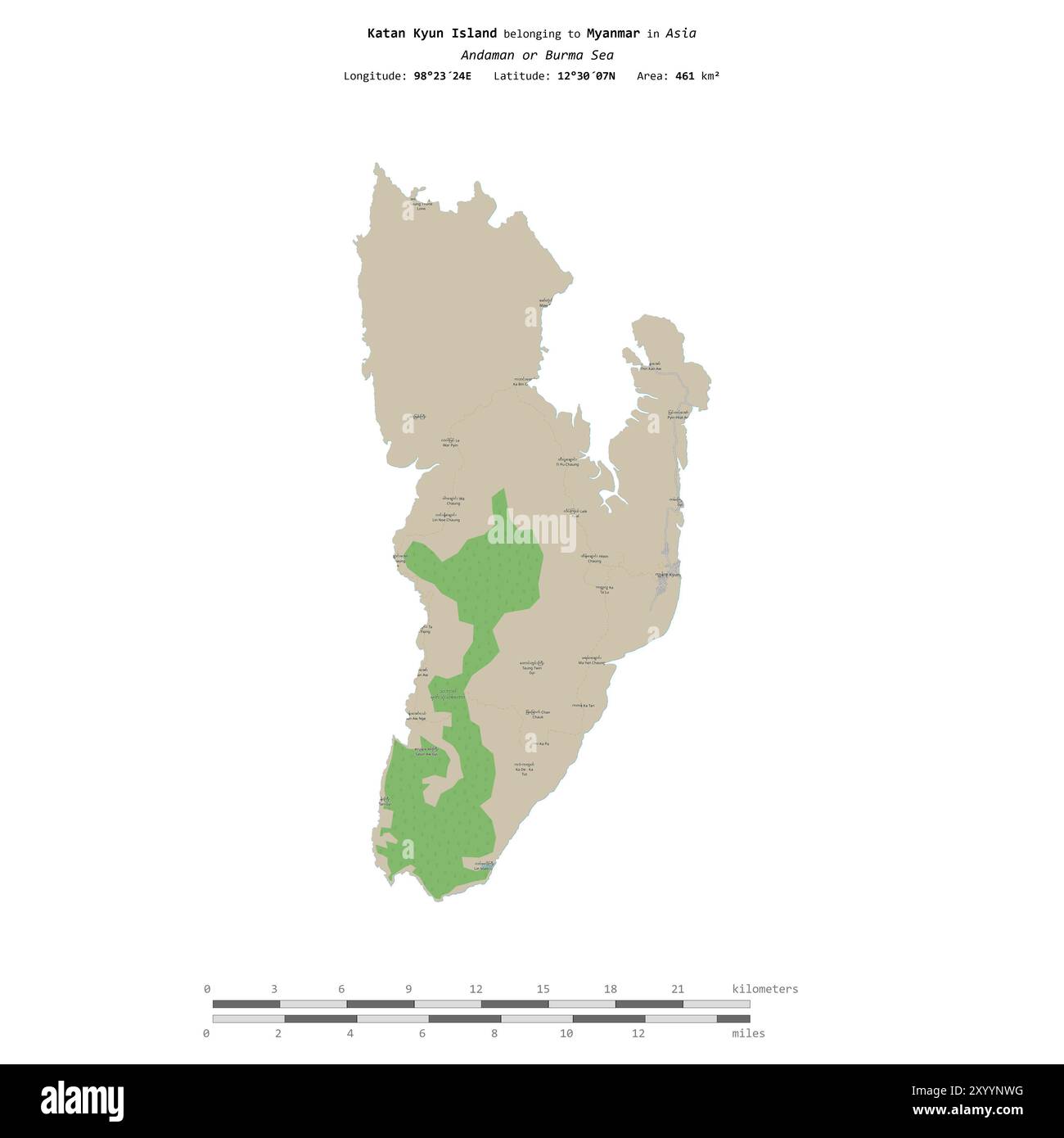 Katan Kyun Island in the Andaman or Burma Sea, belonging to Myanmar ...
