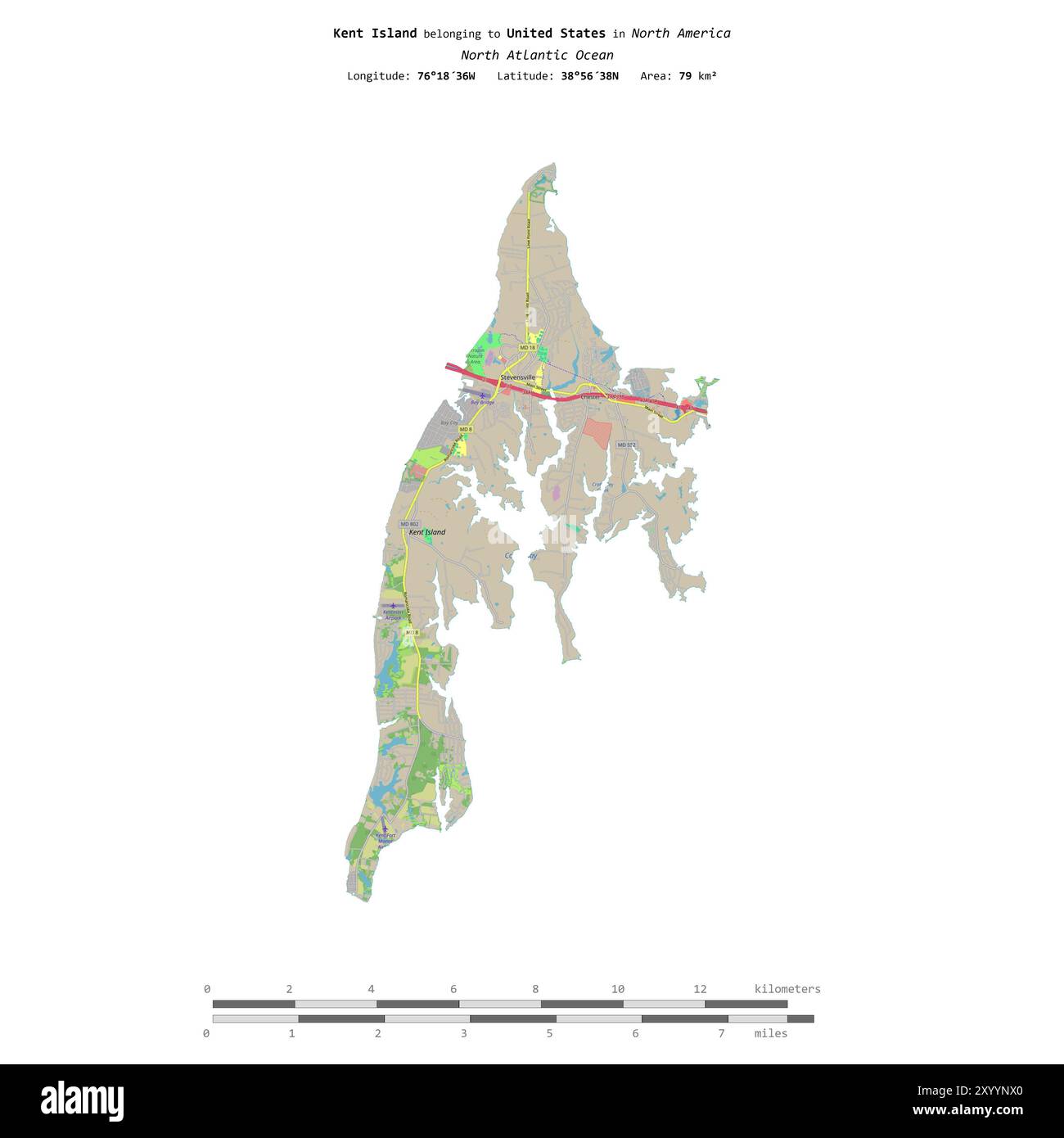 Kent Island in the North Atlantic Ocean, belonging to United States ...