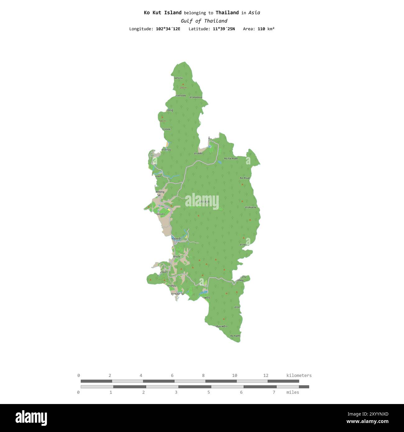 Ko Kut Island in the Gulf of Thailand, belonging to Thailand, isolated ...