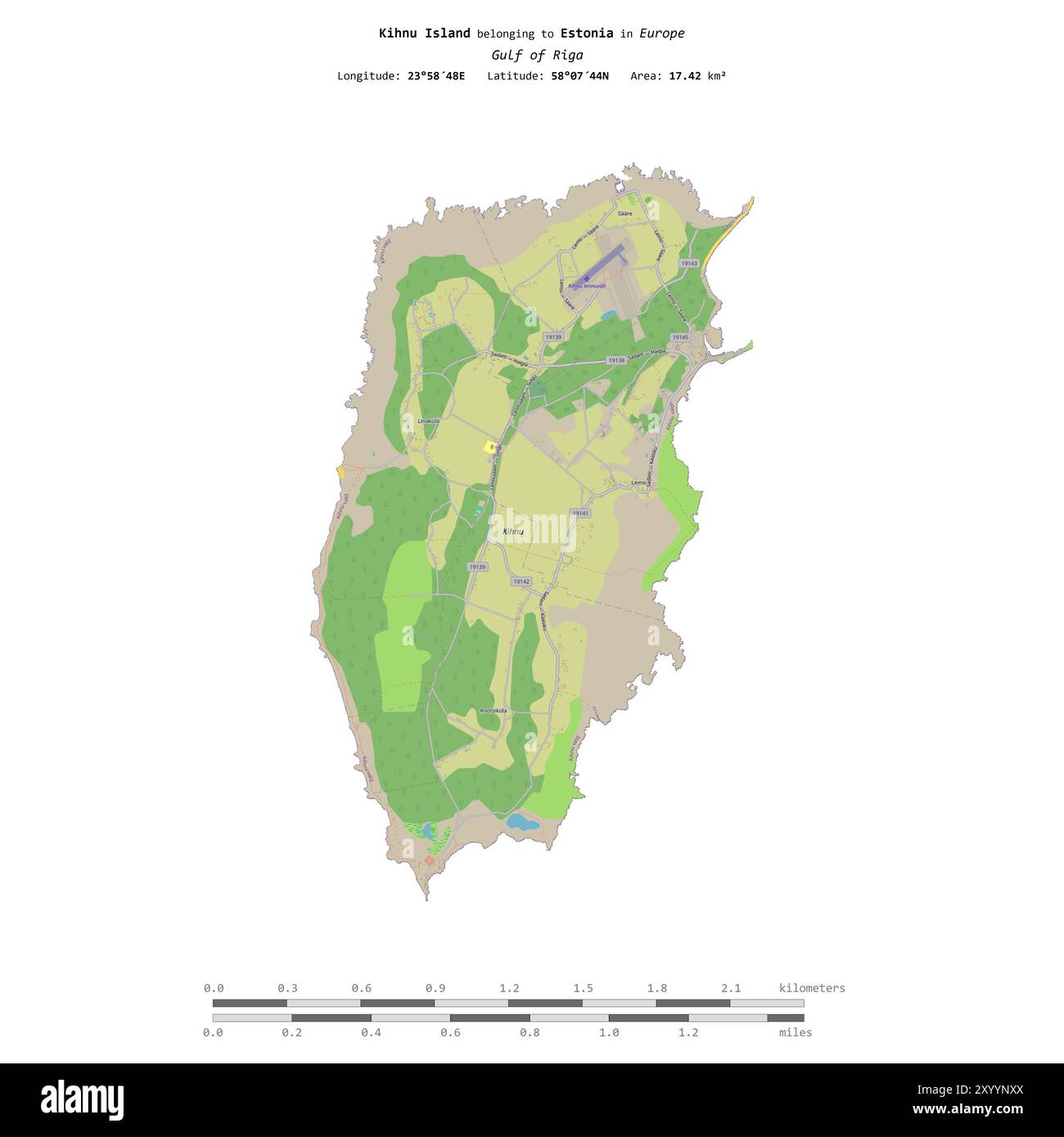 Kihnu Island in the Gulf of Riga, belonging to Estonia, isolated on a ...