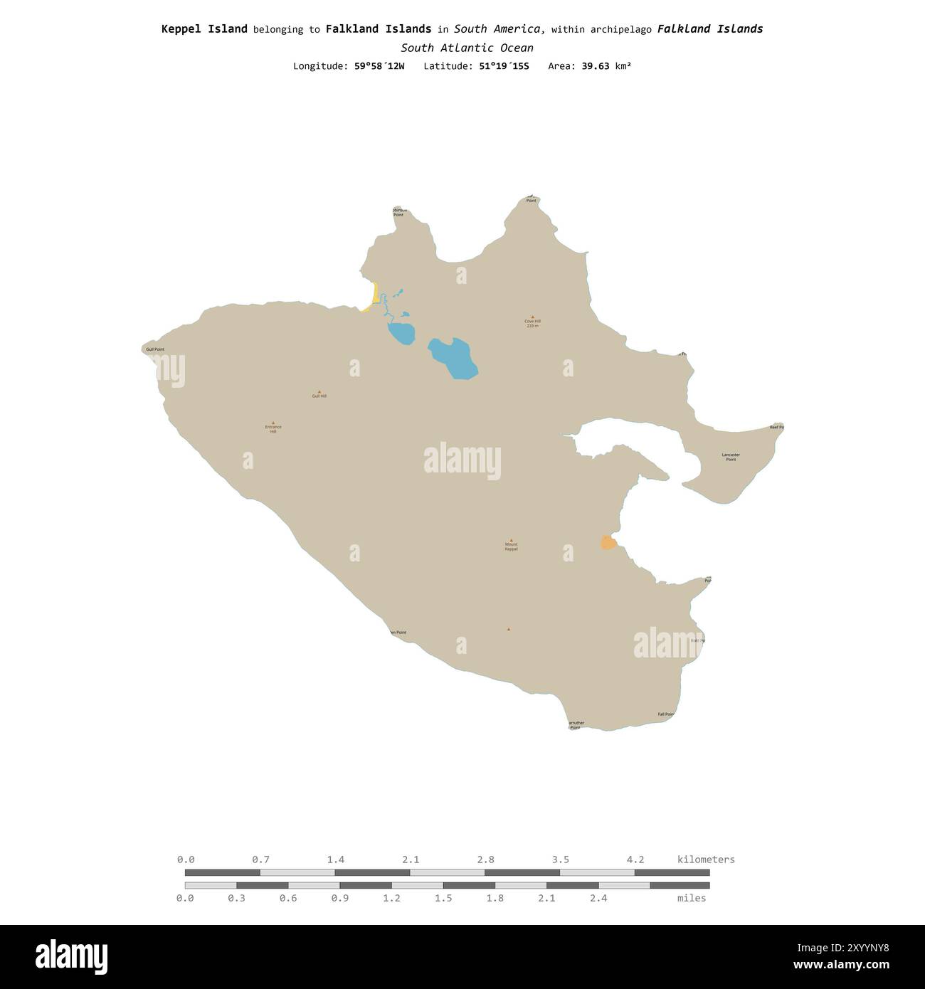 Keppel Island in the South Atlantic Ocean, belonging to Falkland ...