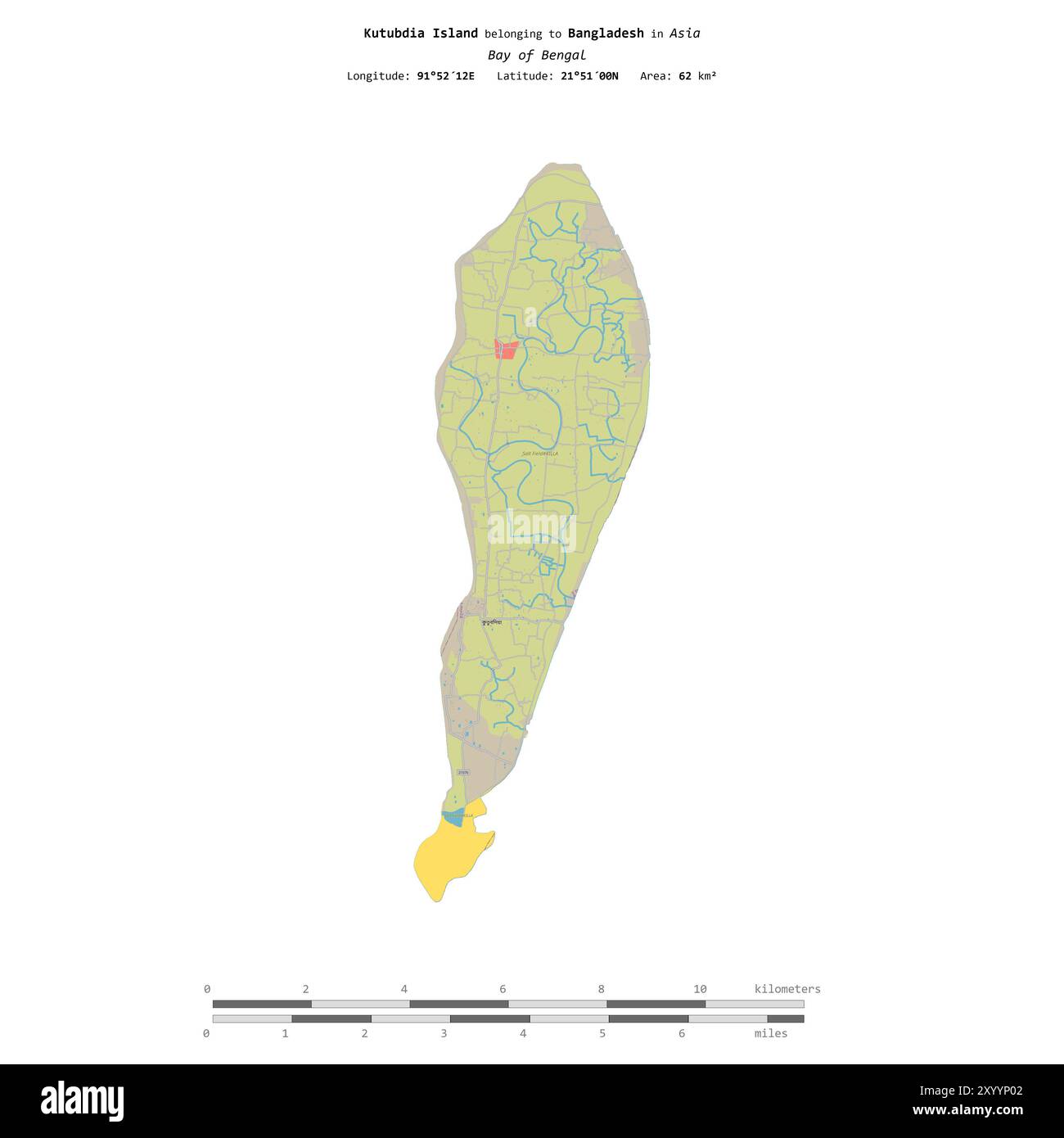 Kutubdia Island in the Bay of Bengal, belonging to Bangladesh, isolated ...