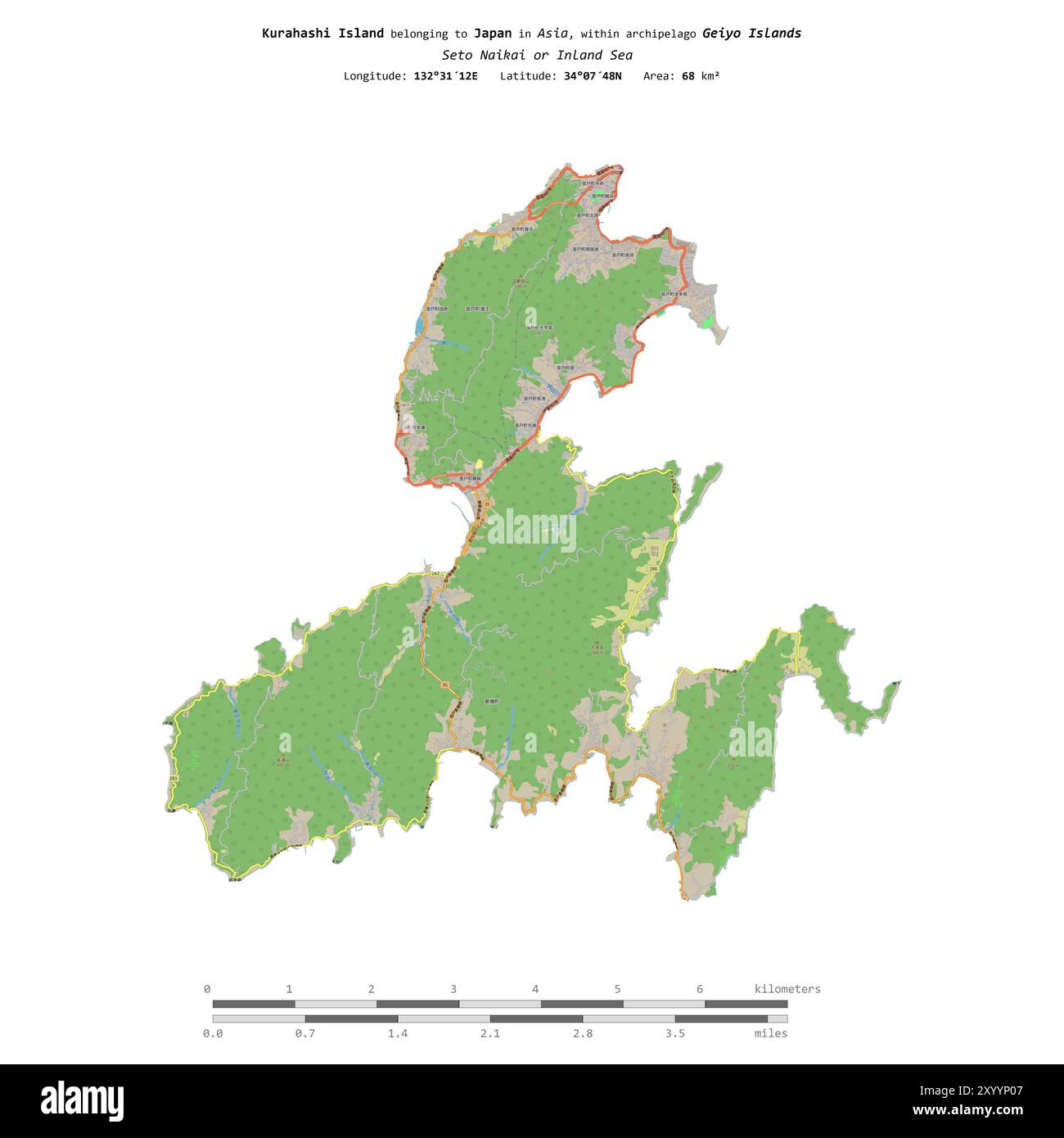 Kurahashi Island in the Seto Naikai or Inland Sea, belonging to Japan ...
