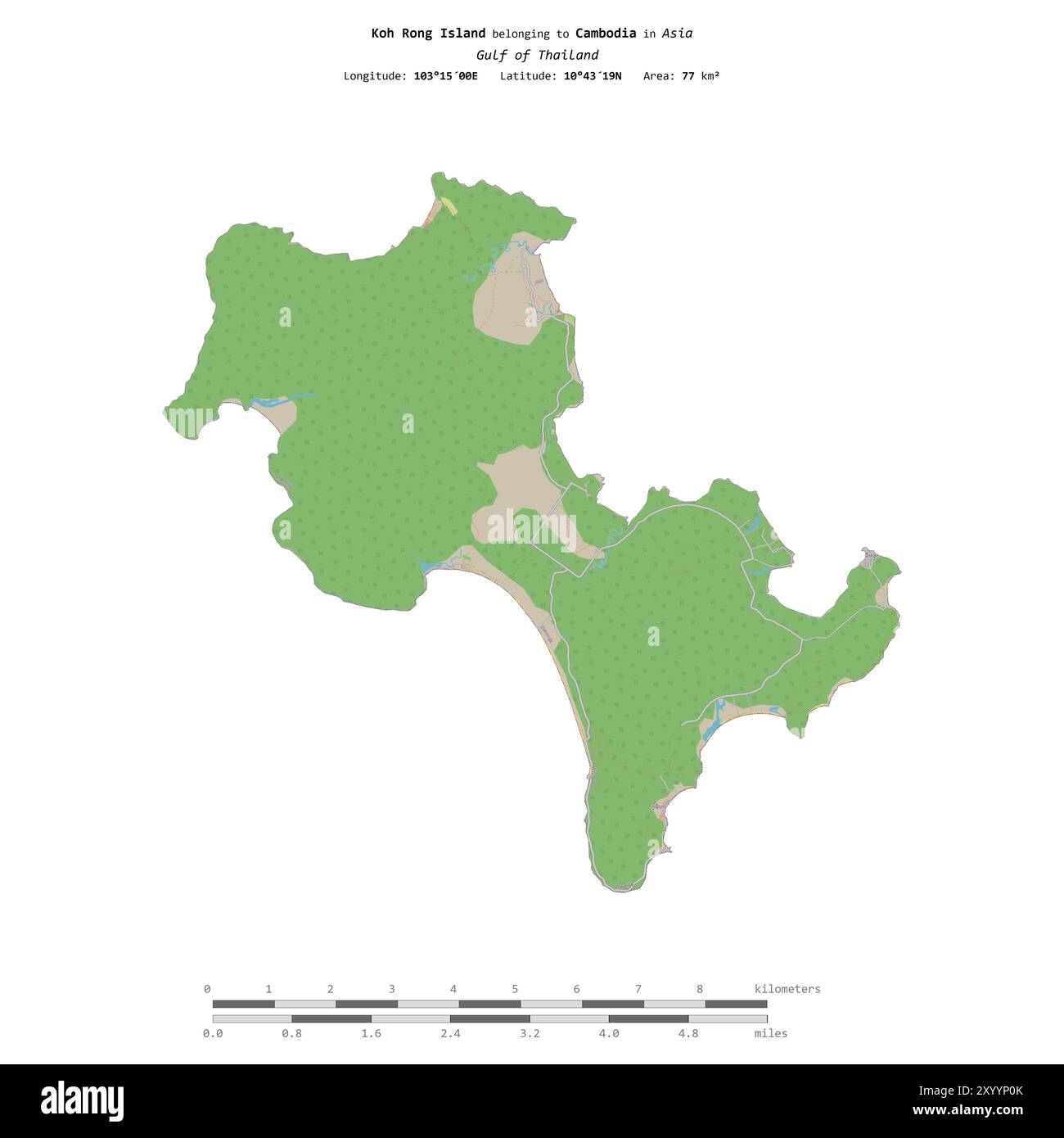 Koh Rong Island in the Gulf of Thailand, belonging to Cambodia ...