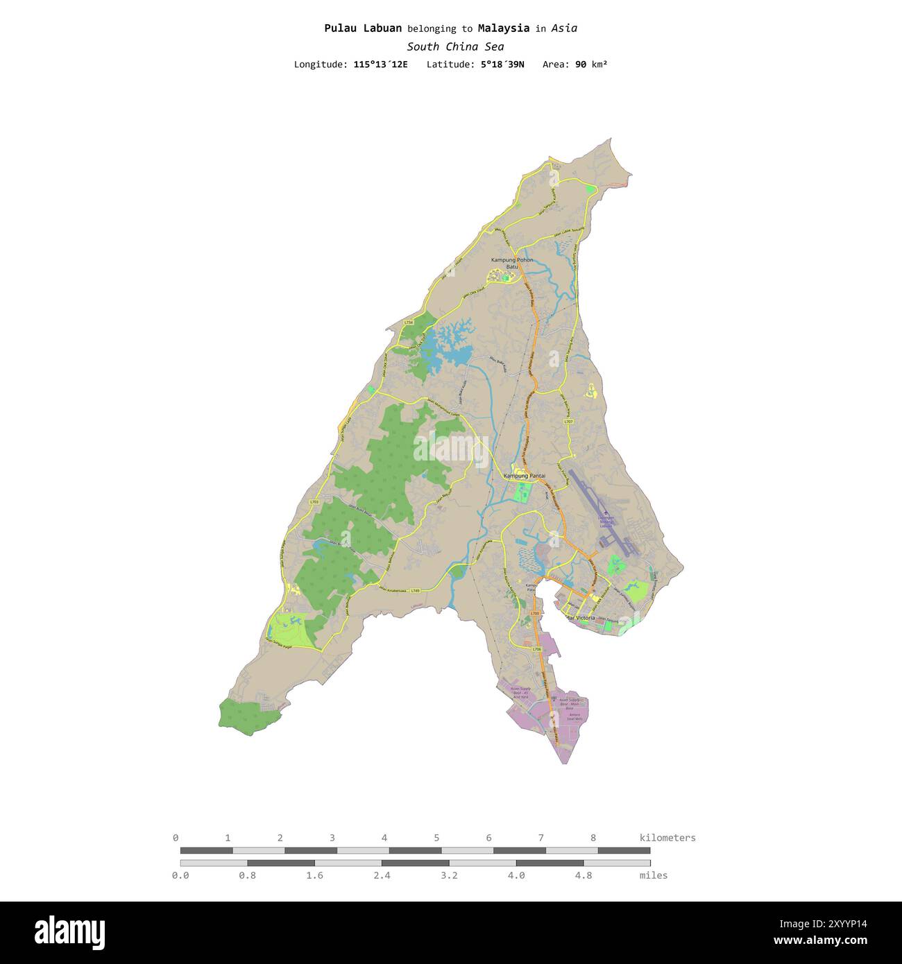 Pulau Labuan in the South China Sea, belonging to Malaysia, isolated on ...