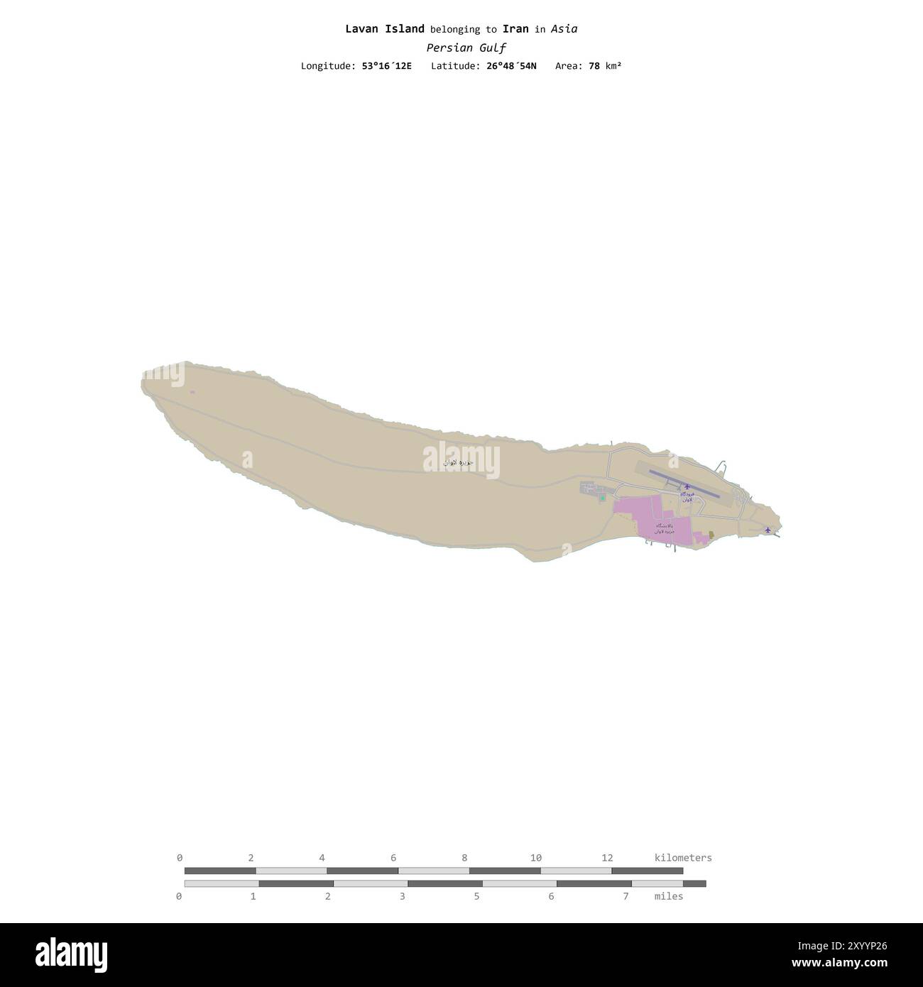 Lavan Island in the Persian Gulf, belonging to Iran, isolated on a ...