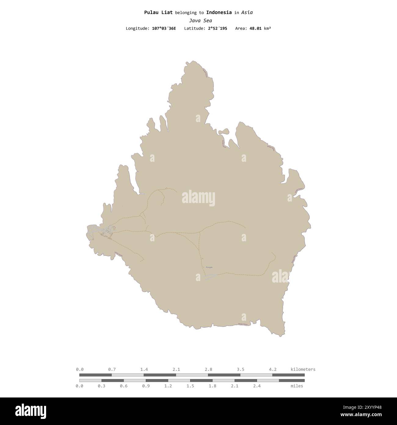 Pulau Liat in the Java Sea, belonging to Indonesia, isolated on a ...