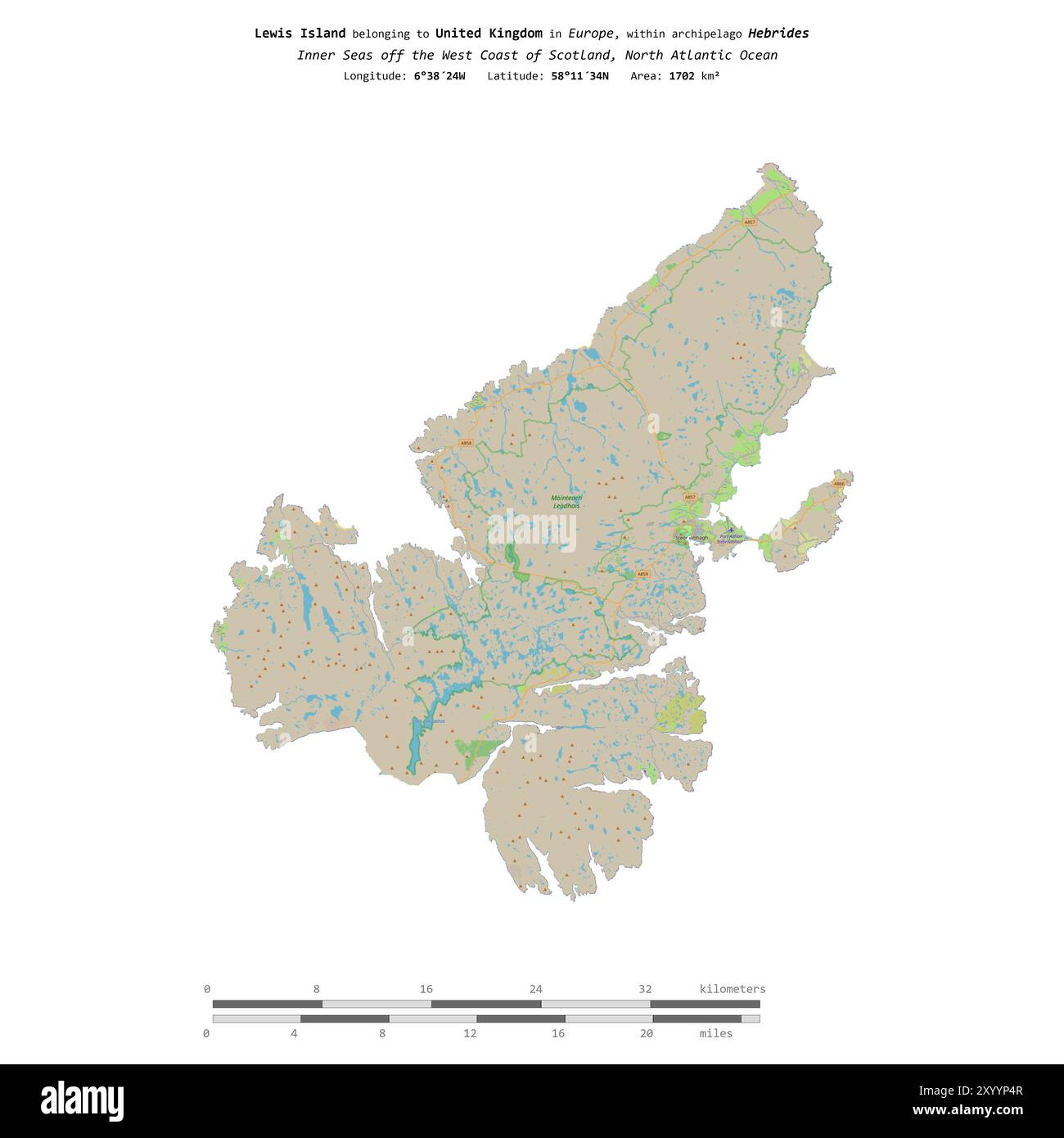 Lewis Island in the North Atlantic Ocean, belonging to United Kingdom ...