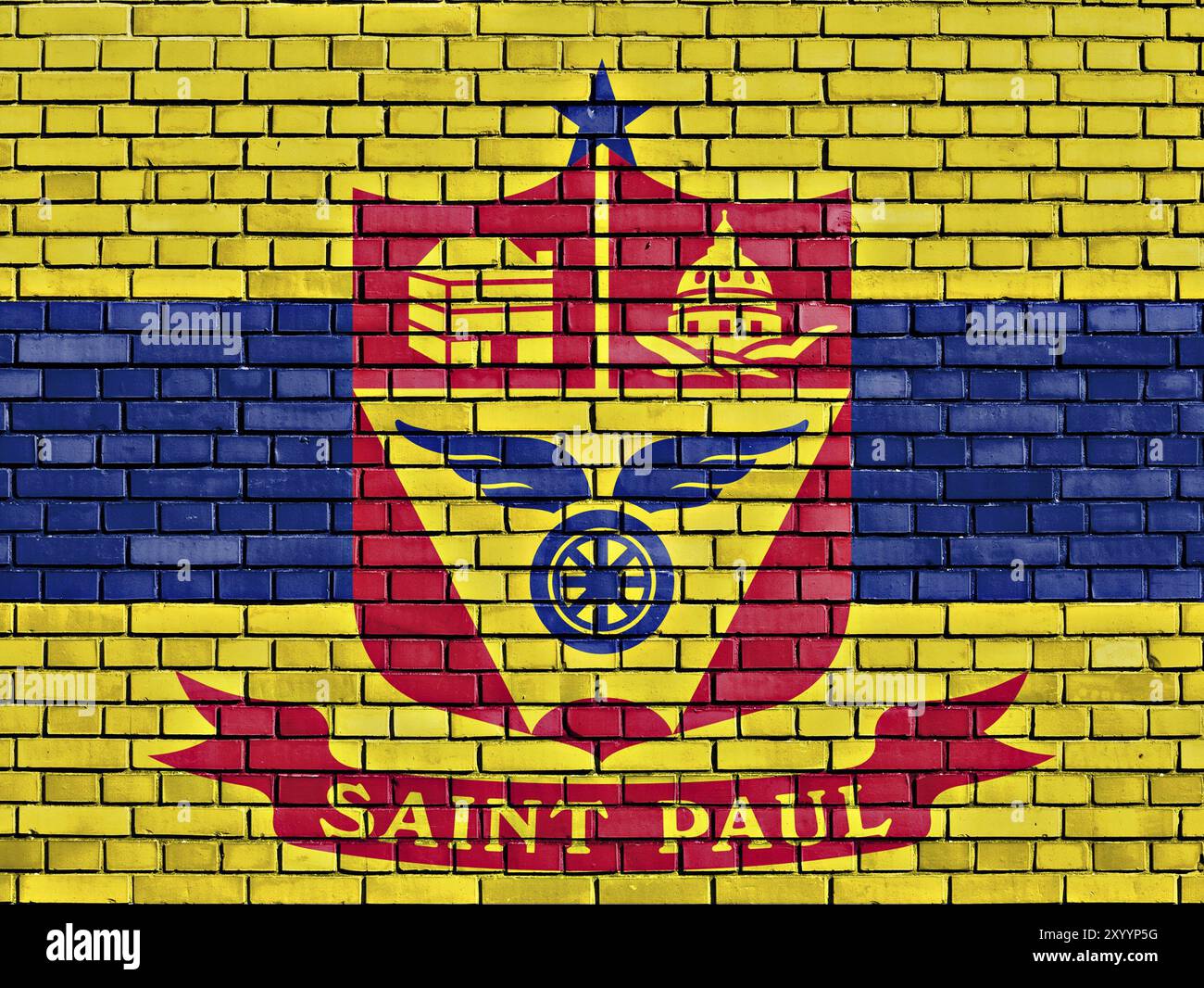 Flag of Saint Paul painted on brick wall Stock Photo - Alamy