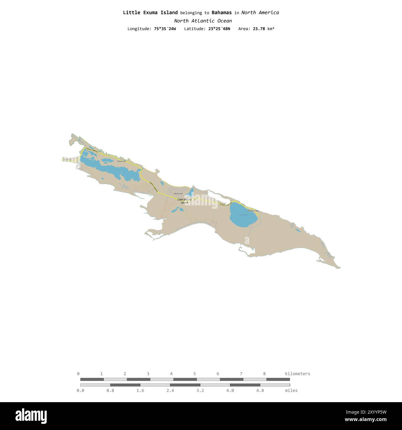 Little Exuma Island in the North Atlantic Ocean, belonging to Bahamas ...
