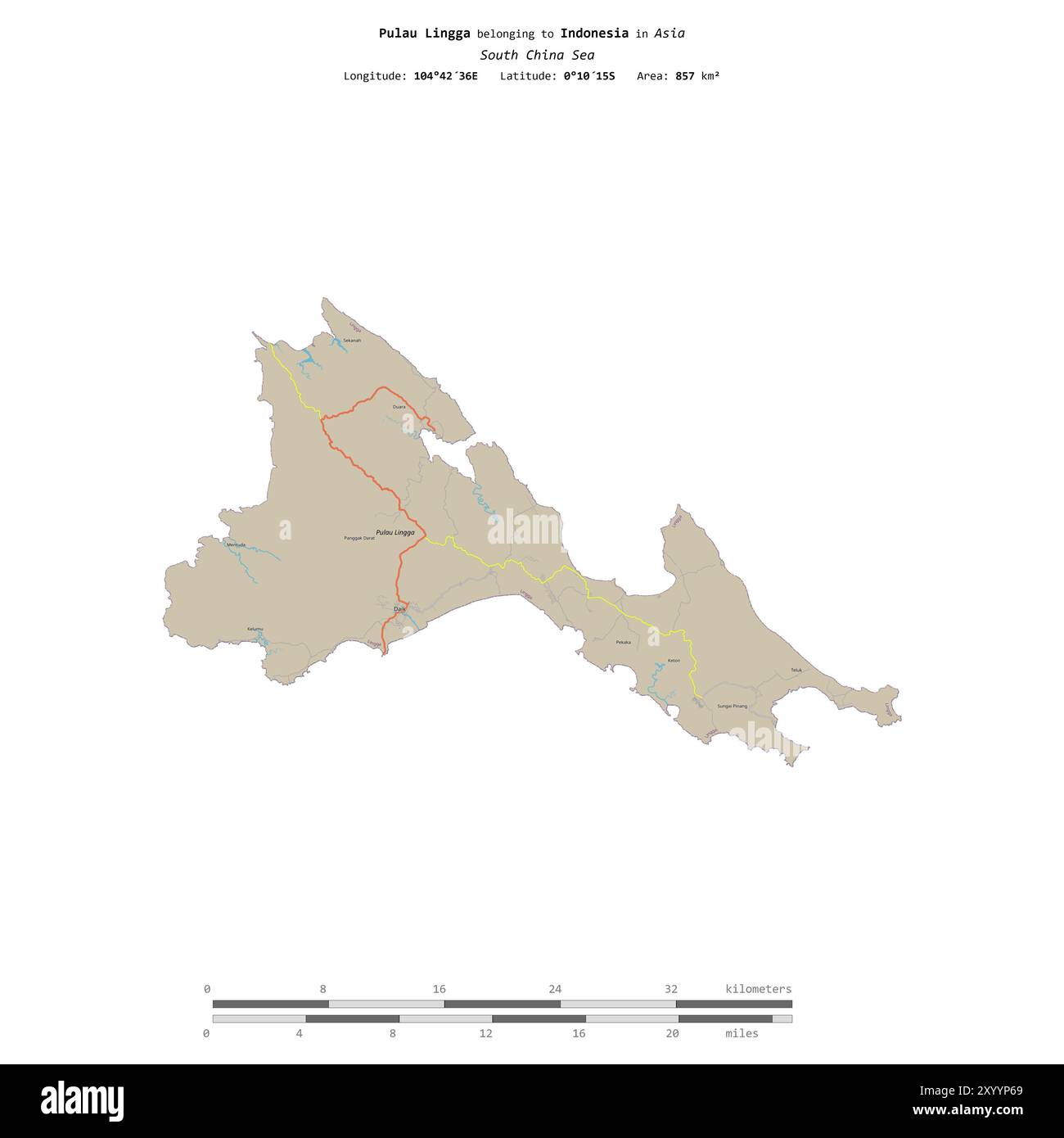 Pulau Lingga in the South China Sea, belonging to Indonesia, isolated ...