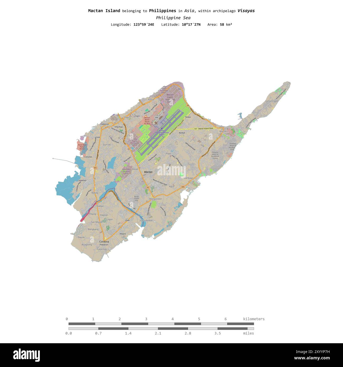 Mactan Island in the Philippine Sea, belonging to Philippines, isolated ...