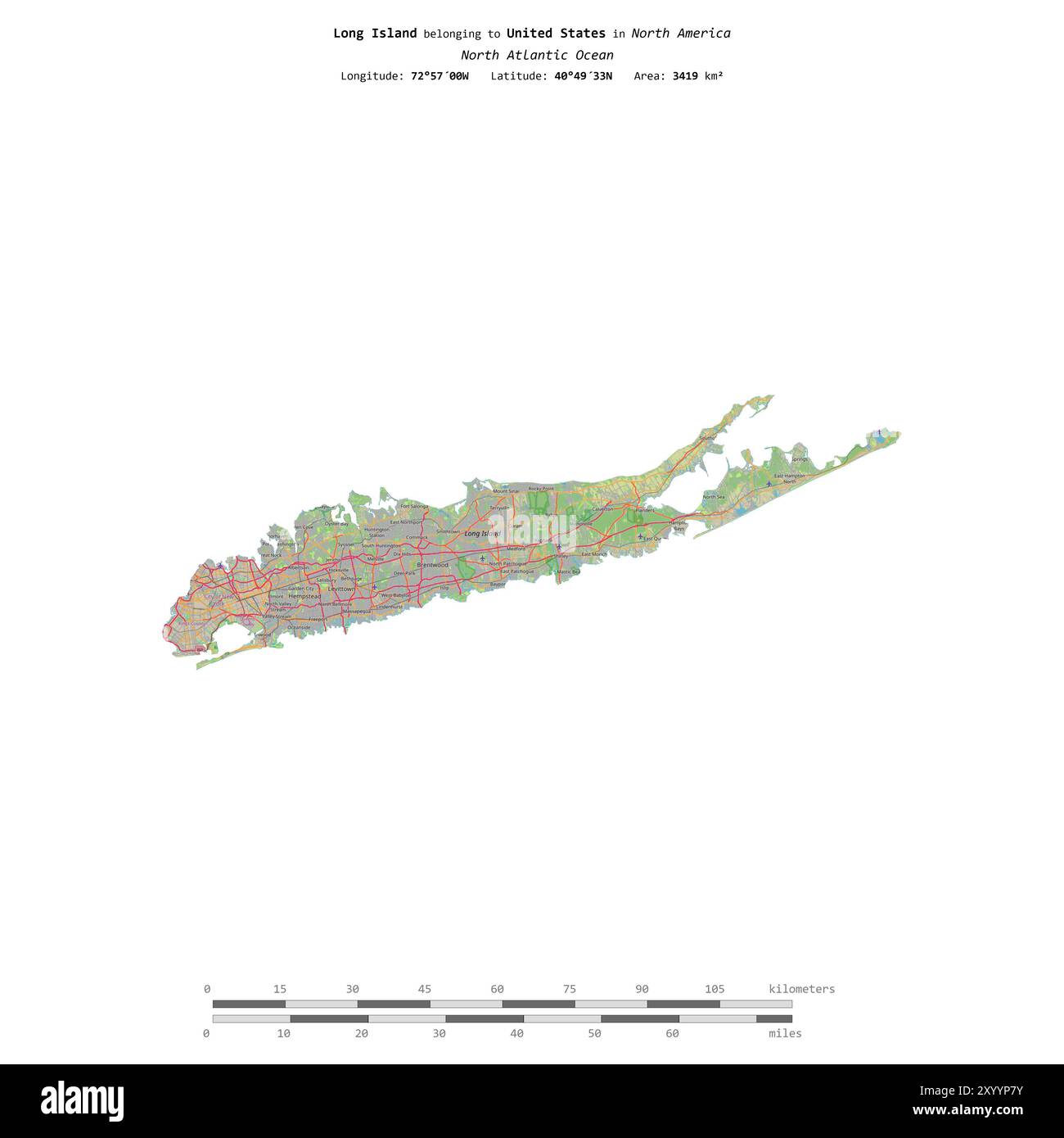 Long Island in the North Atlantic Ocean, belonging to United States ...