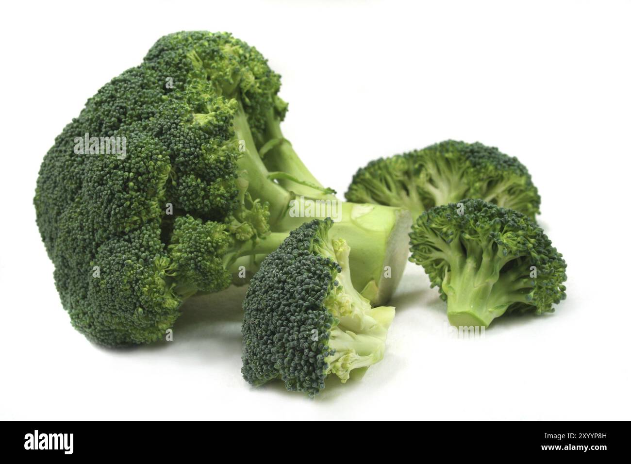 A bunch of broccoli on a white background Stock Photo - Alamy