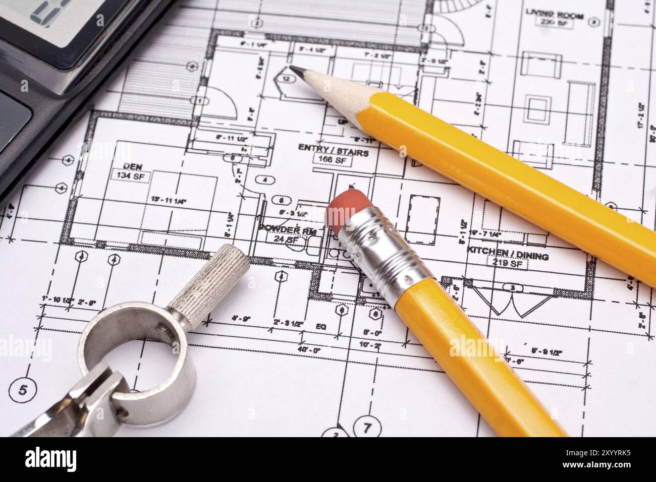 Engineering and architecture drawings with pencil Stock Photo - Alamy