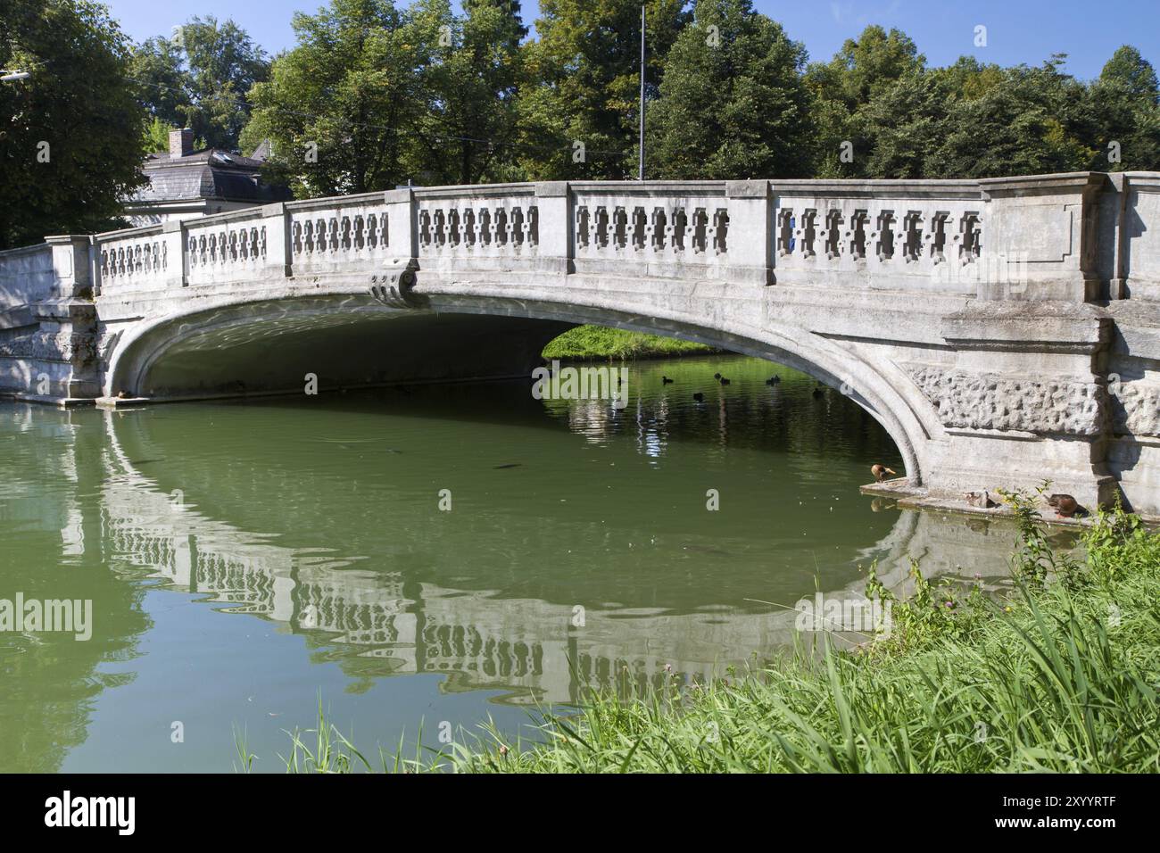 Stone bridge over the Nymphenburg Palace Canal, Munich Stock Photo - Alamy