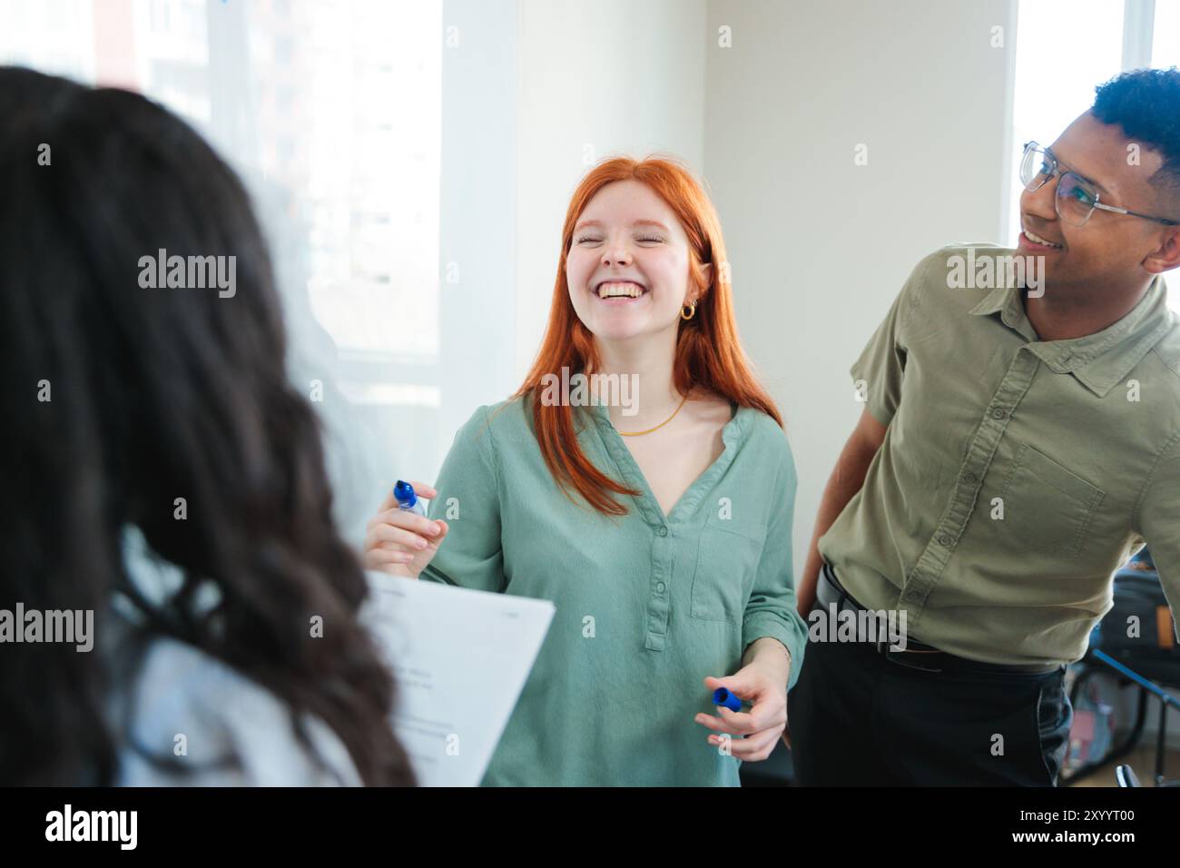 Contemporary co-working space with young professionals or students ...