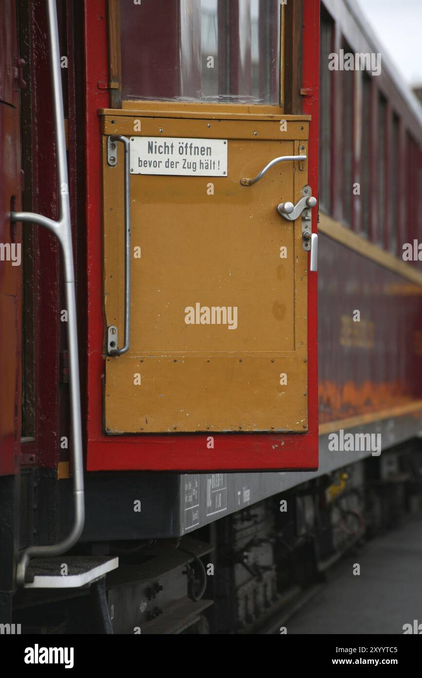 Door of a historic railway carriage Stock Photo - Alamy