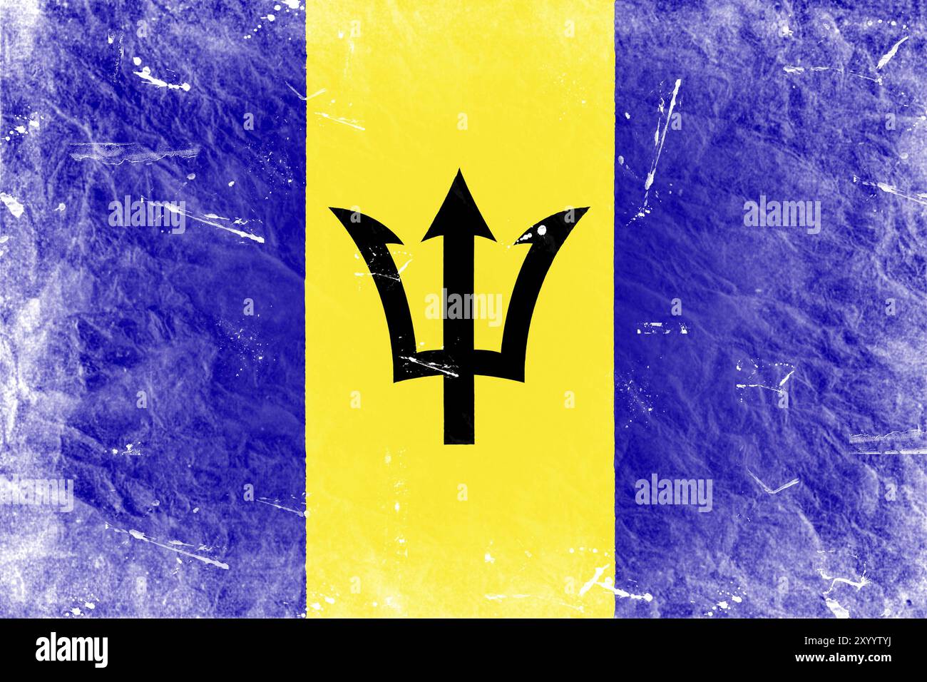 The Barbados flag painted in vintage style Stock Photo - Alamy