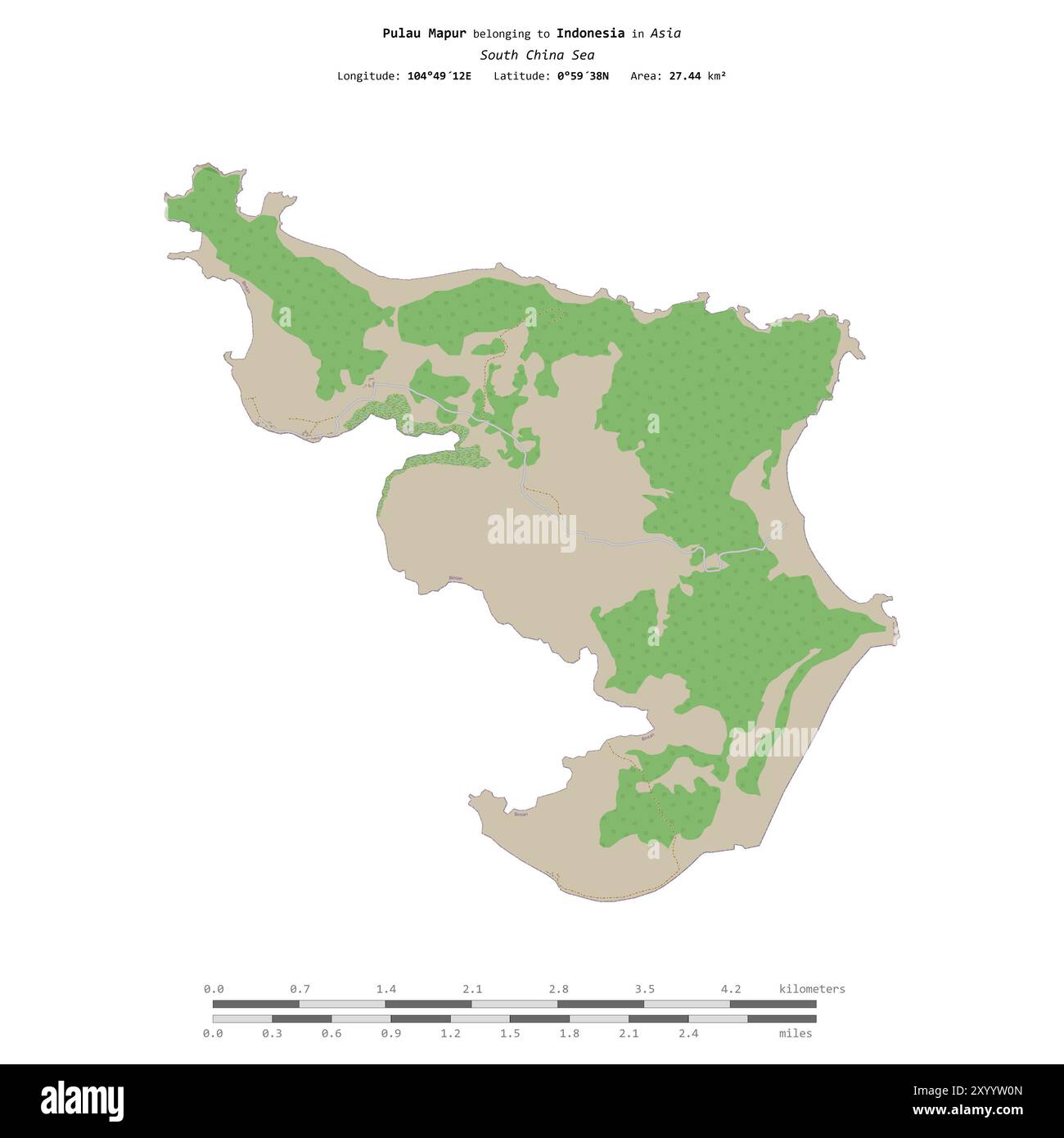 Pulau Mapur in the South China Sea, belonging to Indonesia, isolated on ...
