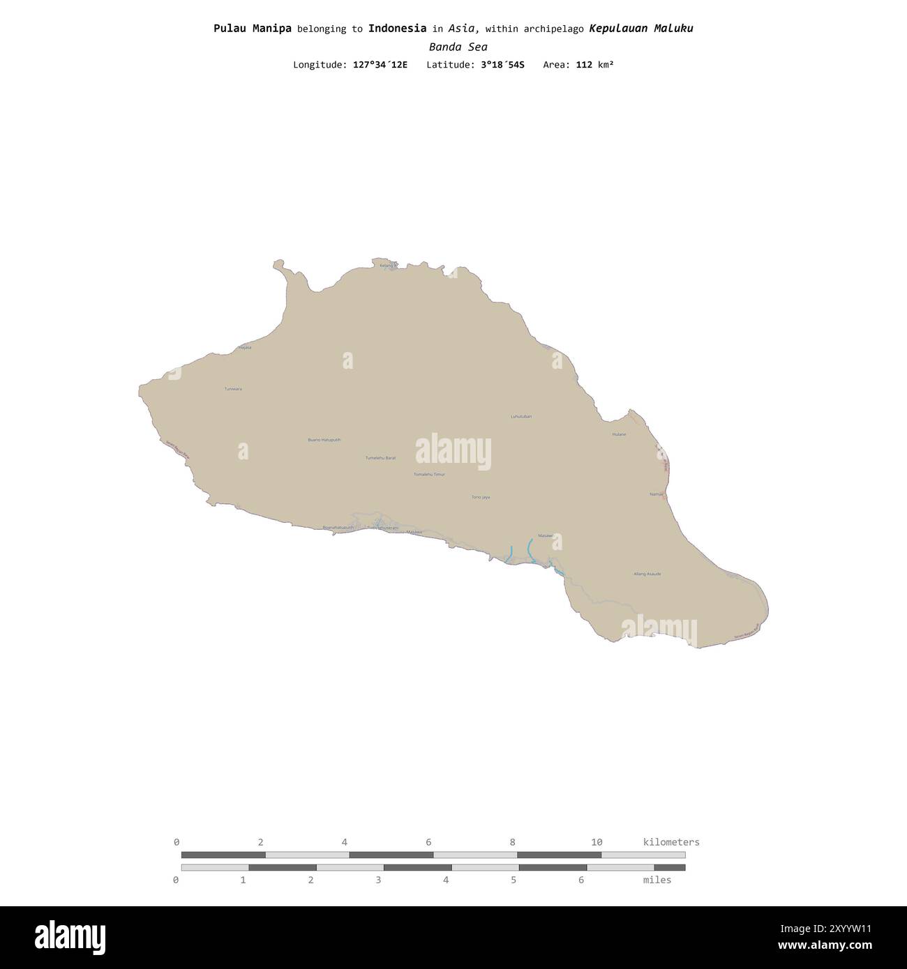 Pulau Manipa in the Banda Sea, belonging to Indonesia, isolated on a ...