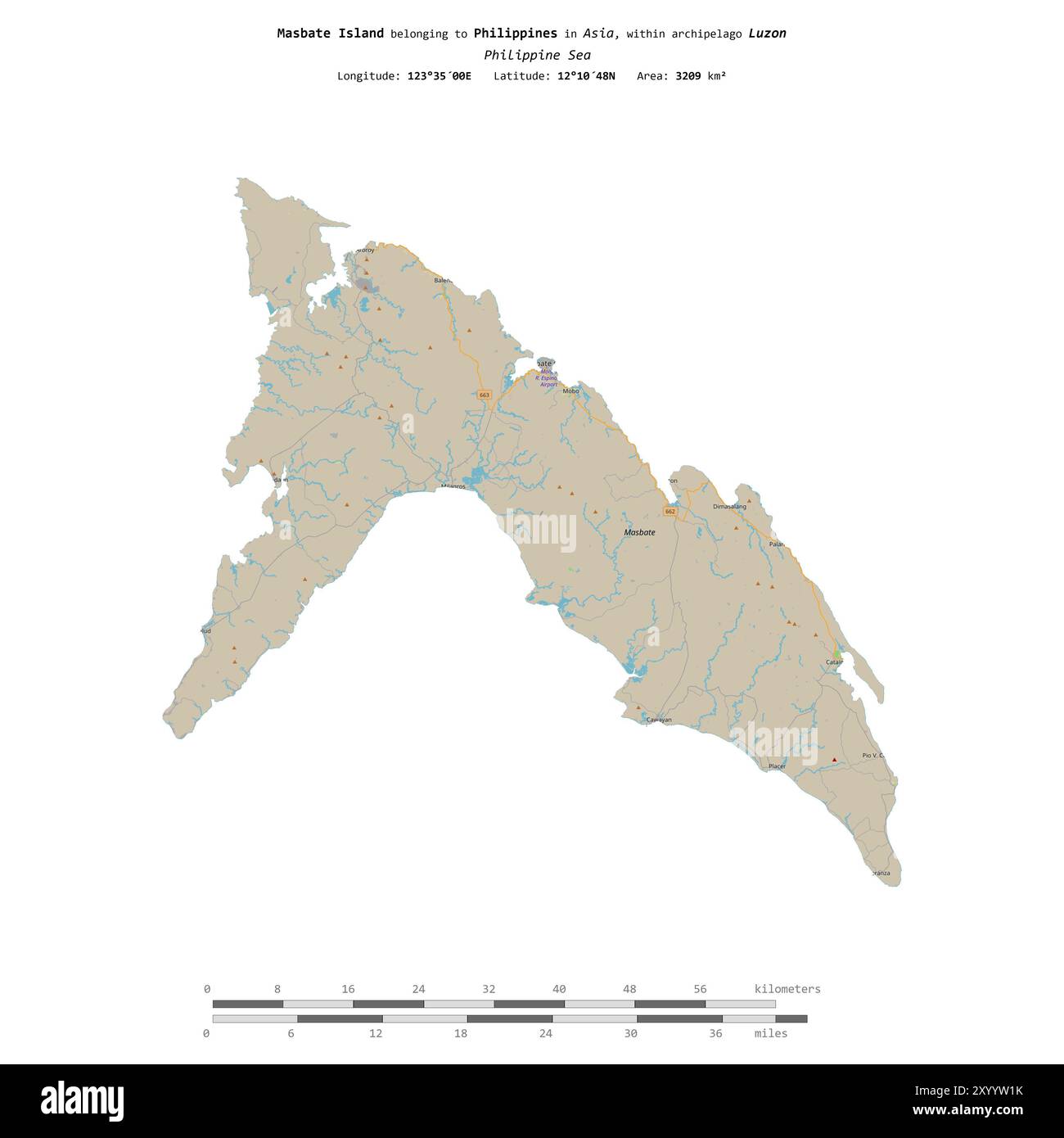 Masbate Island in the Philippine Sea, belonging to Philippines ...