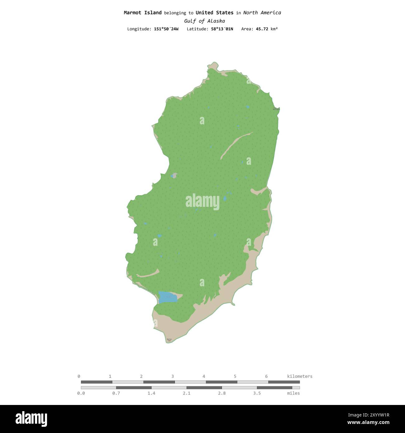 Marmot Island in the Gulf of Alaska, belonging to United States ...