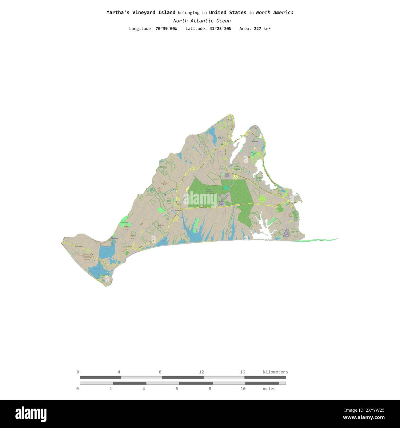 Martha's Vineyard Island in the North Atlantic Ocean, belonging to ...
