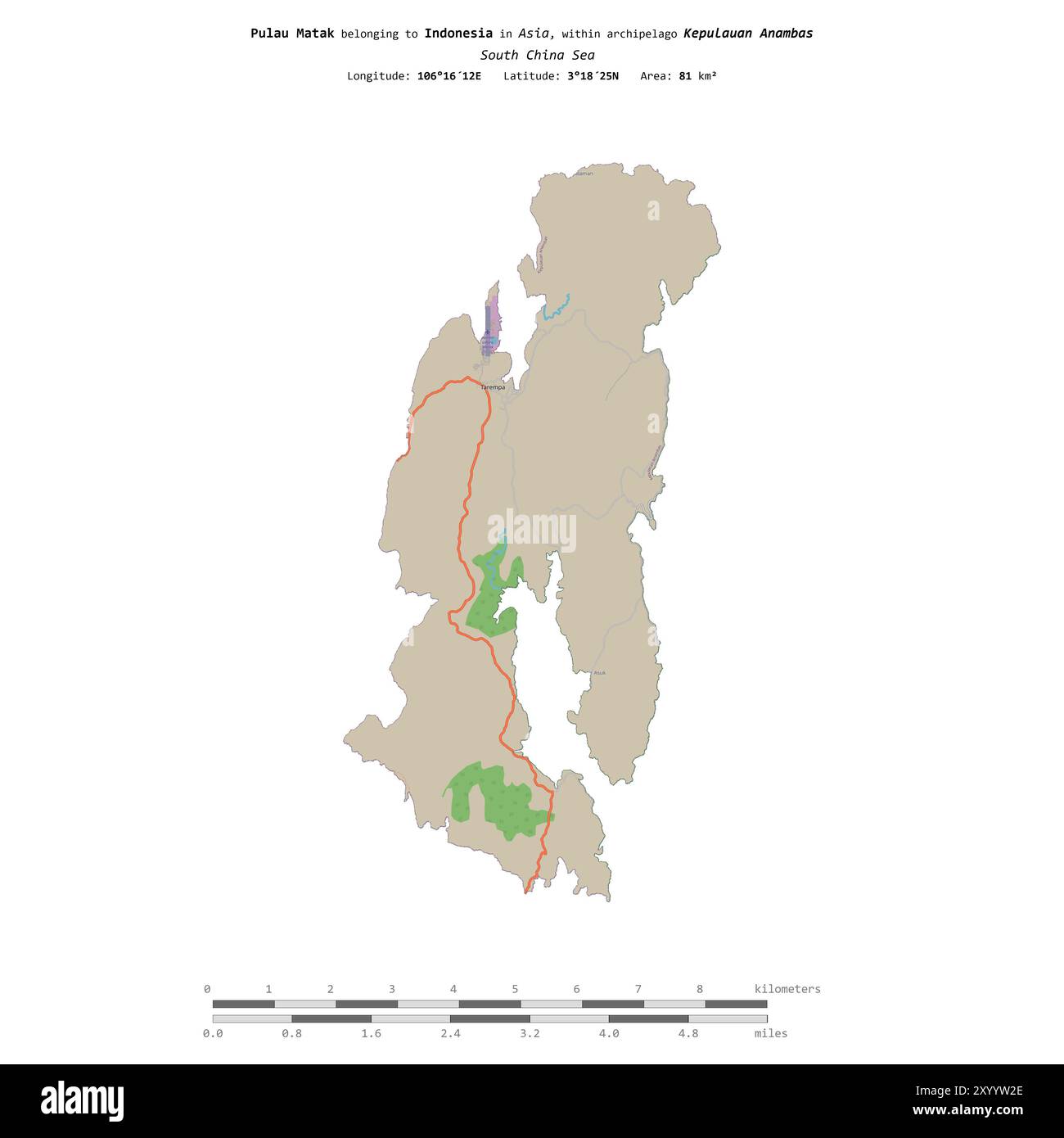 Pulau Matak in the South China Sea, belonging to Indonesia, isolated on ...