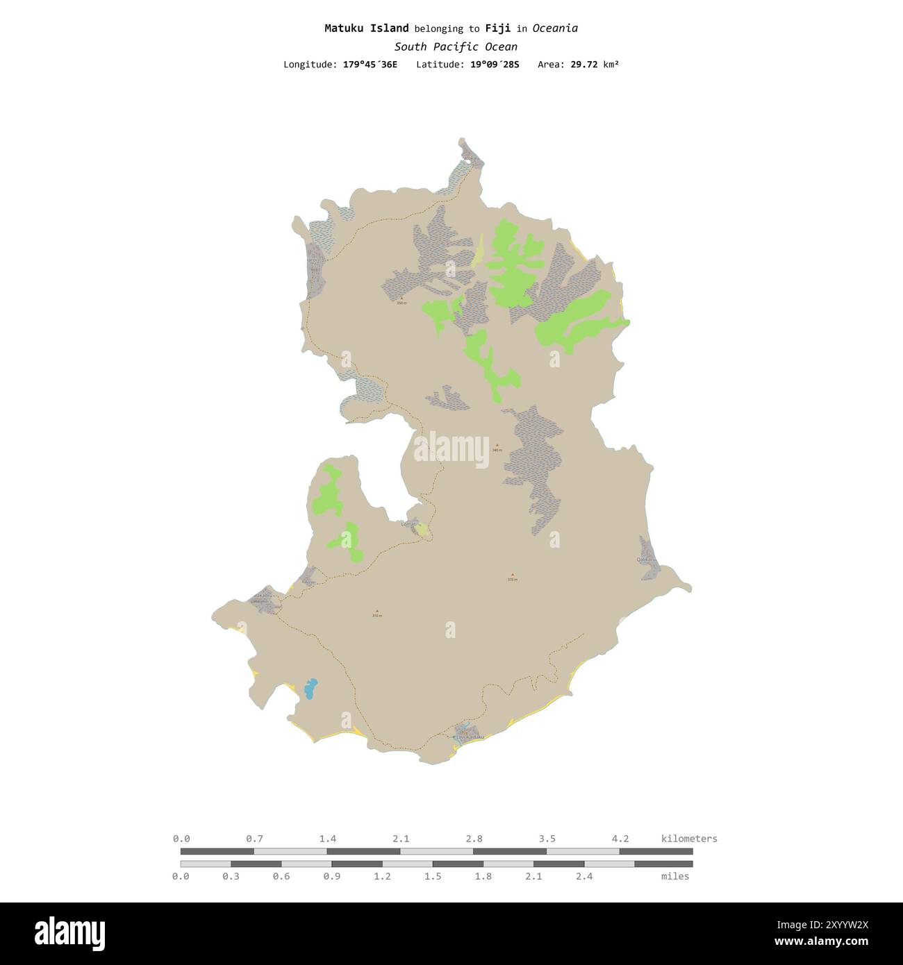 Matuku Island in the South Pacific Ocean, belonging to Fiji, isolated ...