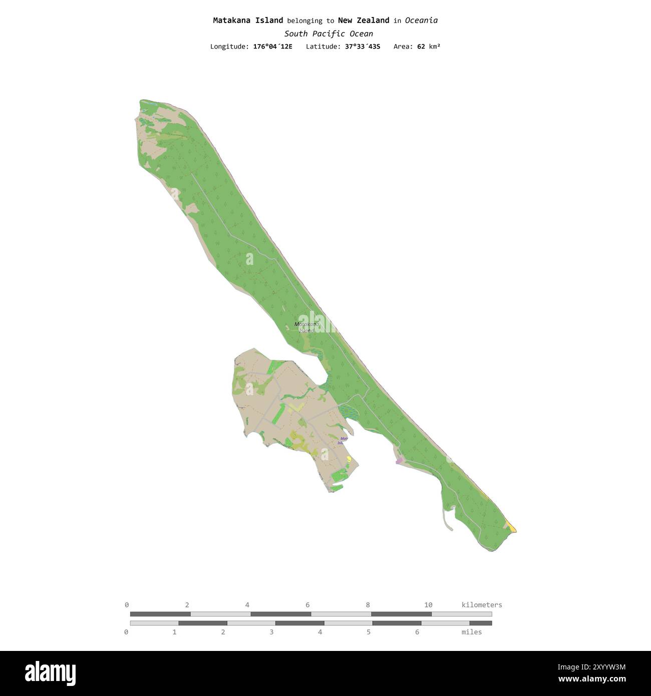 Matakana Island in the South Pacific Ocean, belonging to New Zealand ...