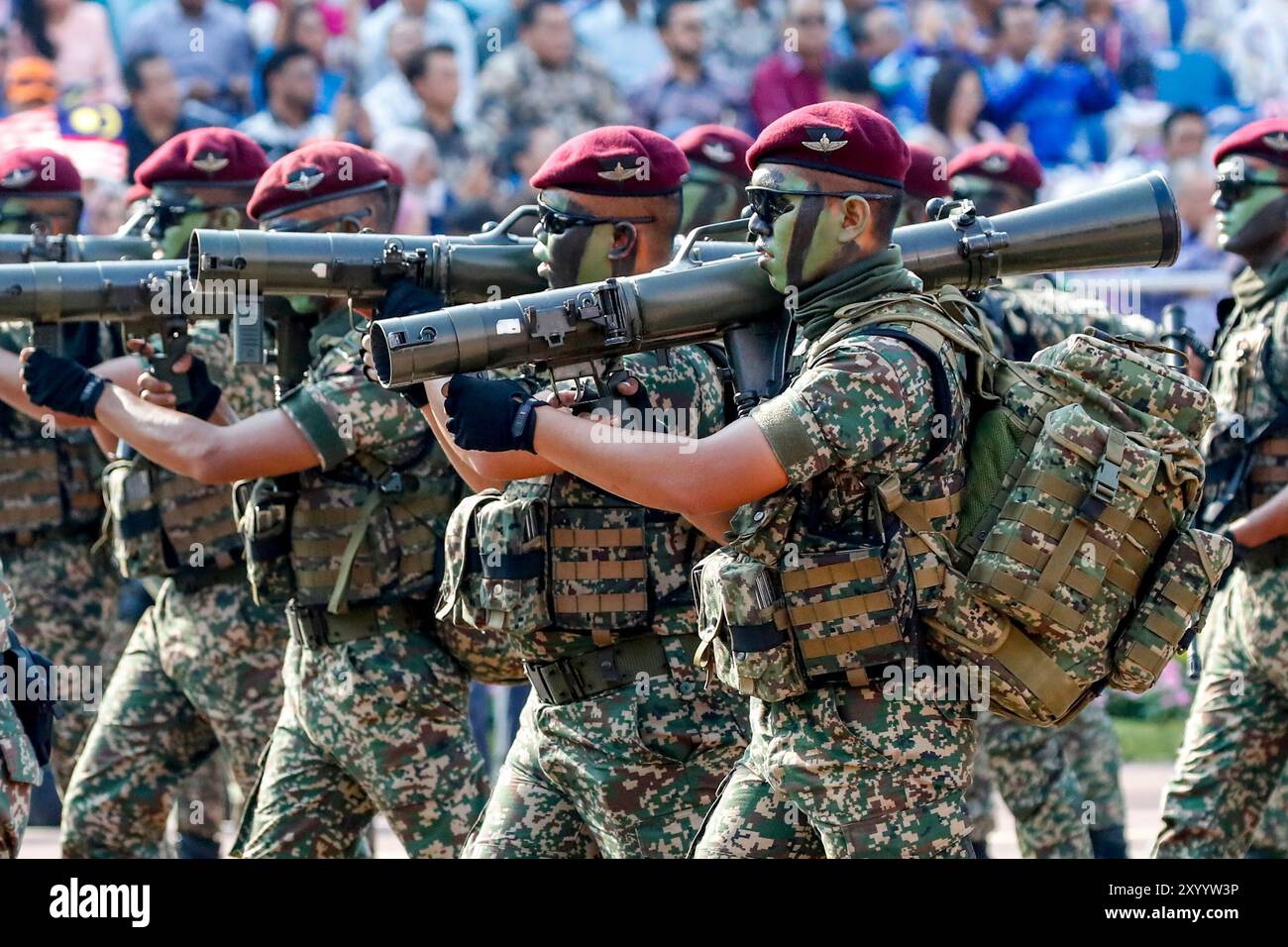 Kuala Lumpur, Malaysia. 31st Aug, 2024. Malaysian soldiers march during ...