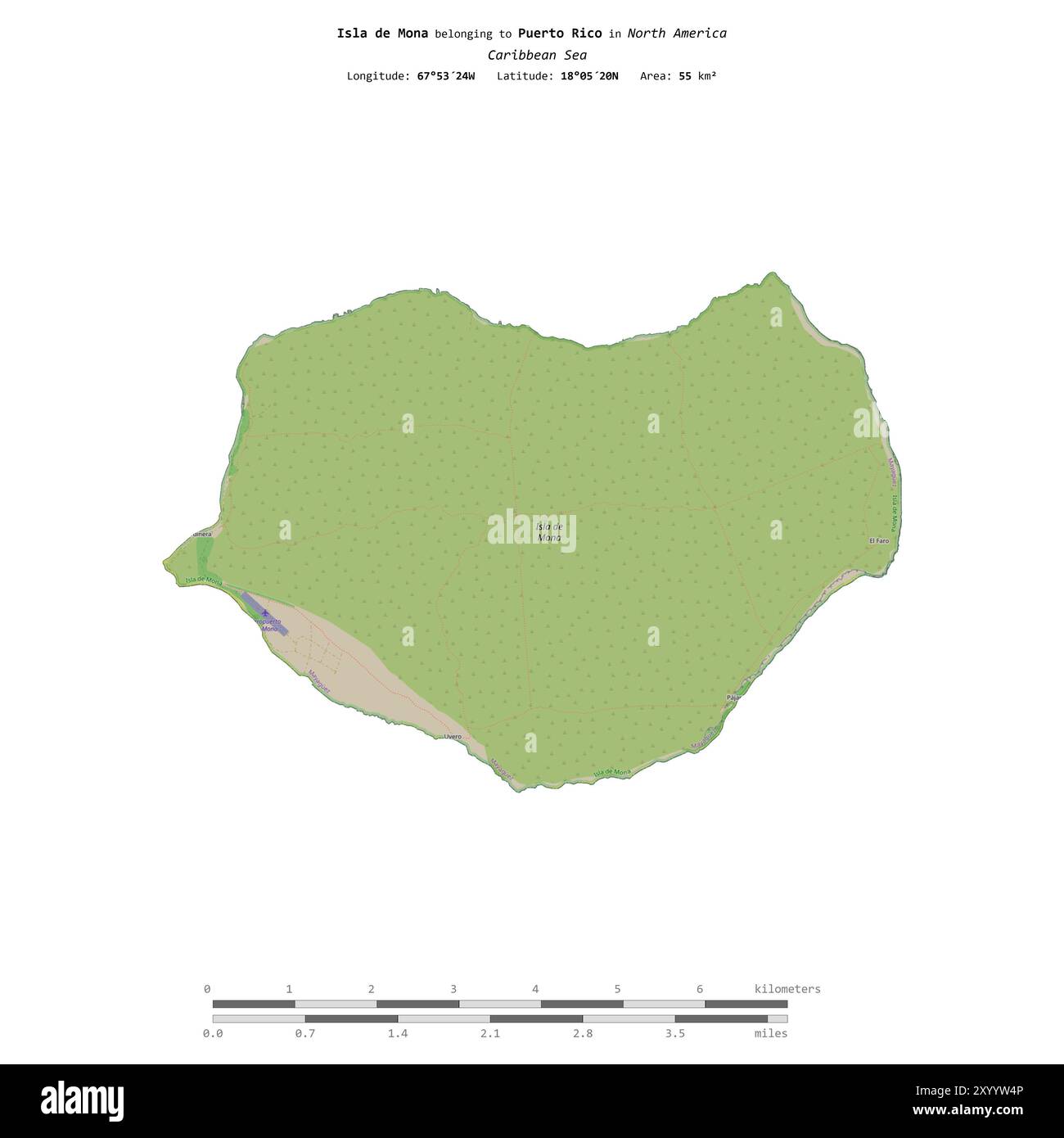 Isla de Mona in the Caribbean Sea, belonging to Puerto Rico, isolated ...