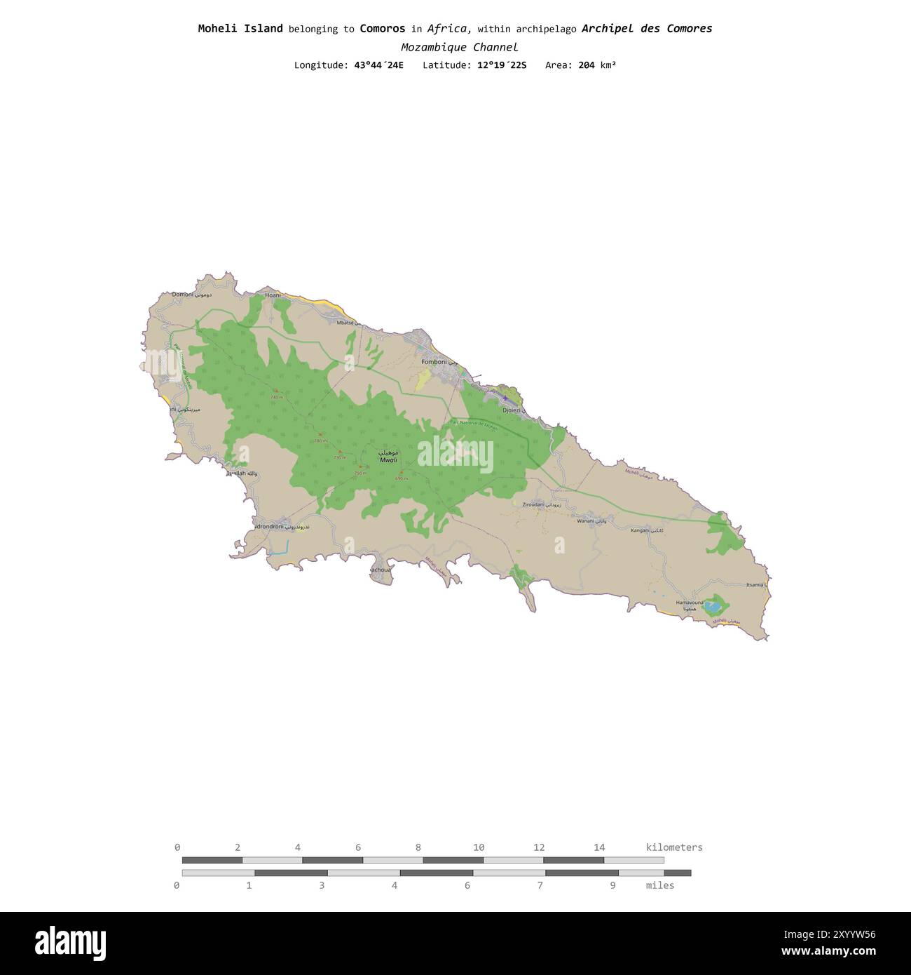 Moheli Island in the Mozambique Channel, belonging to Comoros, isolated ...