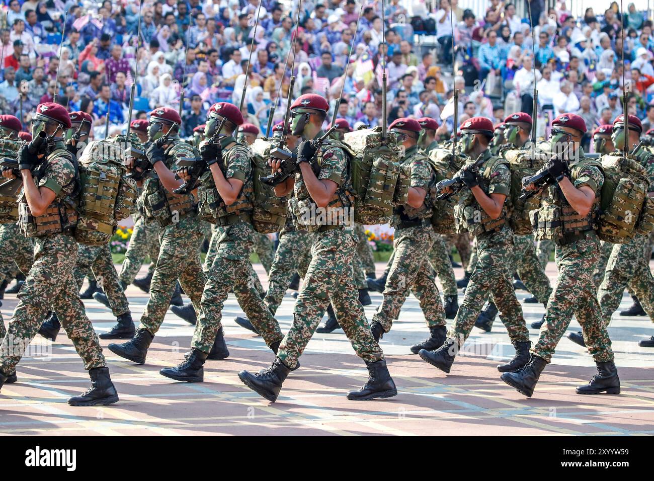 Kuala Lumpur, Malaysia. 31st Aug, 2024. Malaysian soldiers march during ...