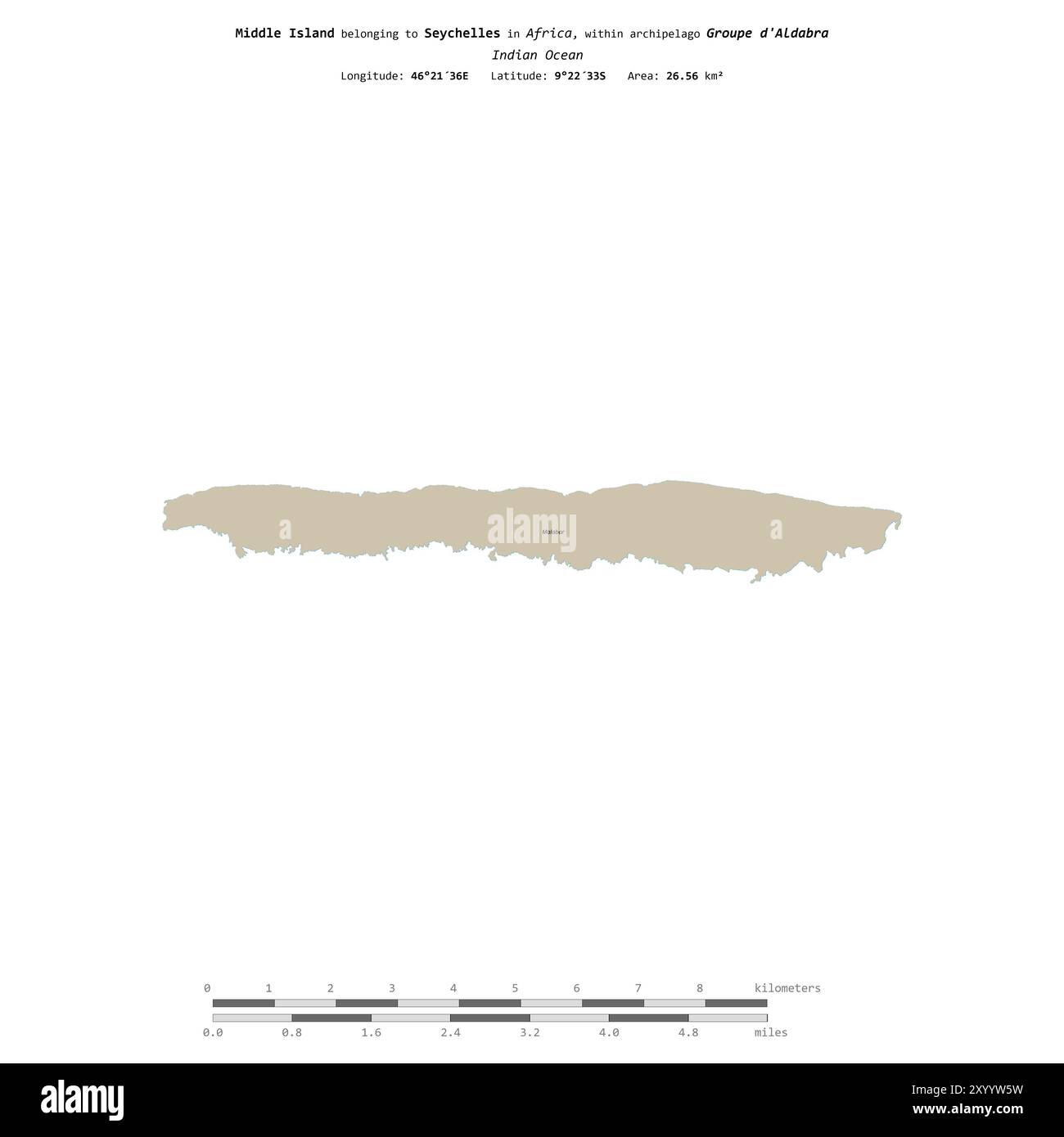 Middle Island in the Indian Ocean, belonging to Seychelles, isolated on ...